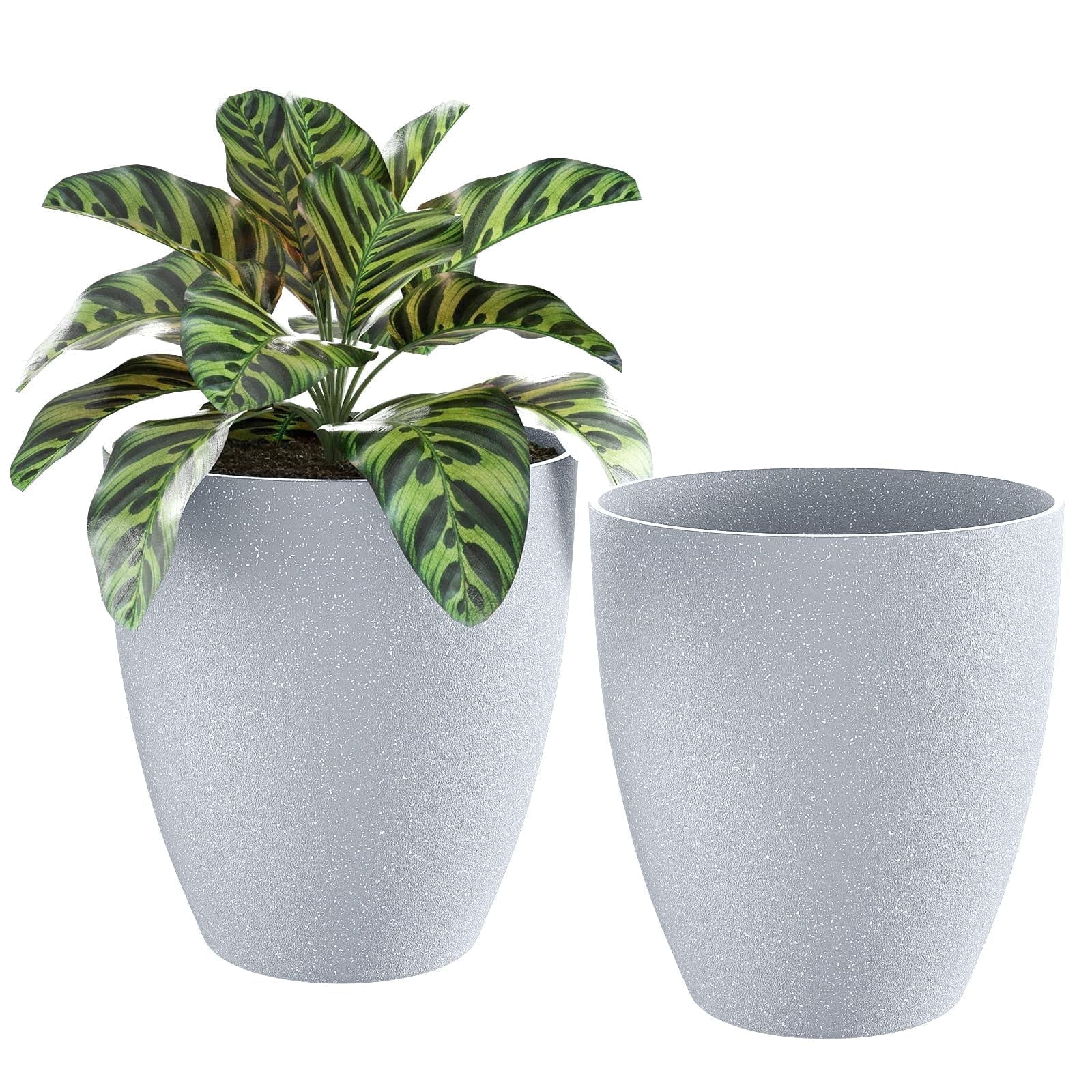 Large QCQHDU Set of 2, 10 Inch Indoor/Outdoor Plant Pots with Drainage ...