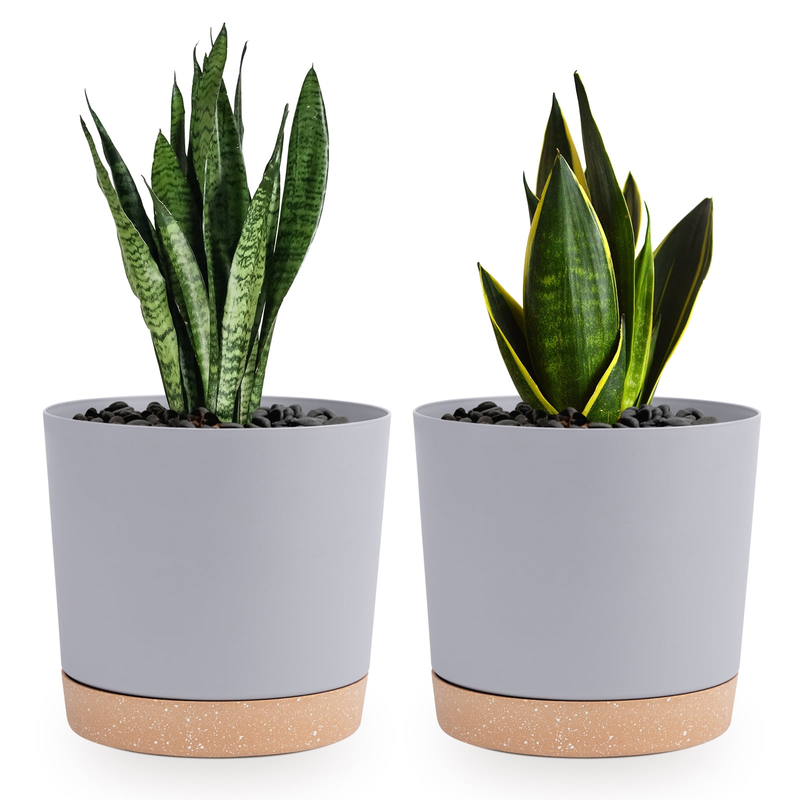 QCQHDU 6.5 inch Set of 2, Indoor/Outdoor Plant Pots with Drainage Holes ...