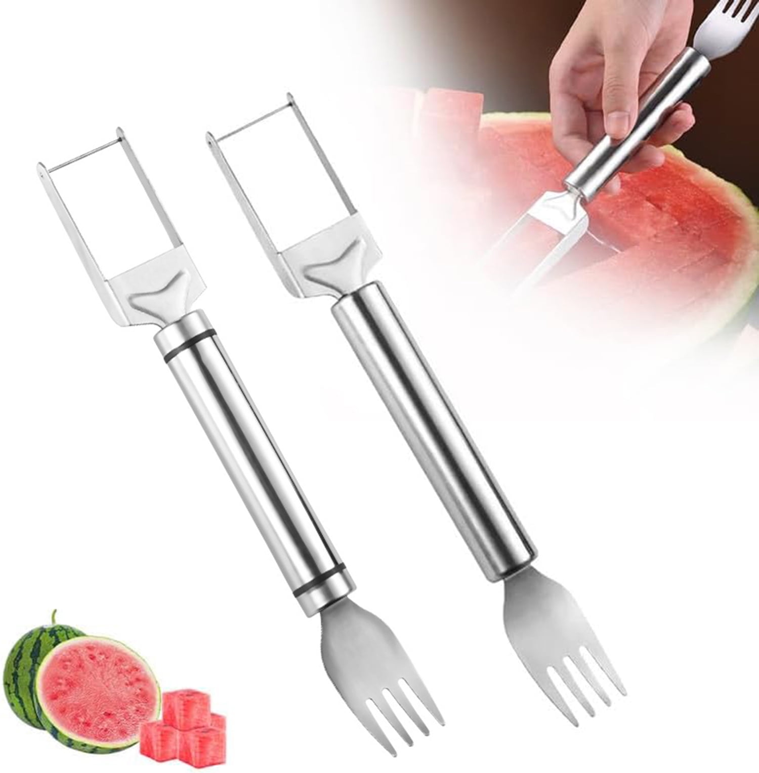 QCQHDU Upgraded 2-in-1 Stainless Steel Fruit Cutter, Dual Head Fruit ...