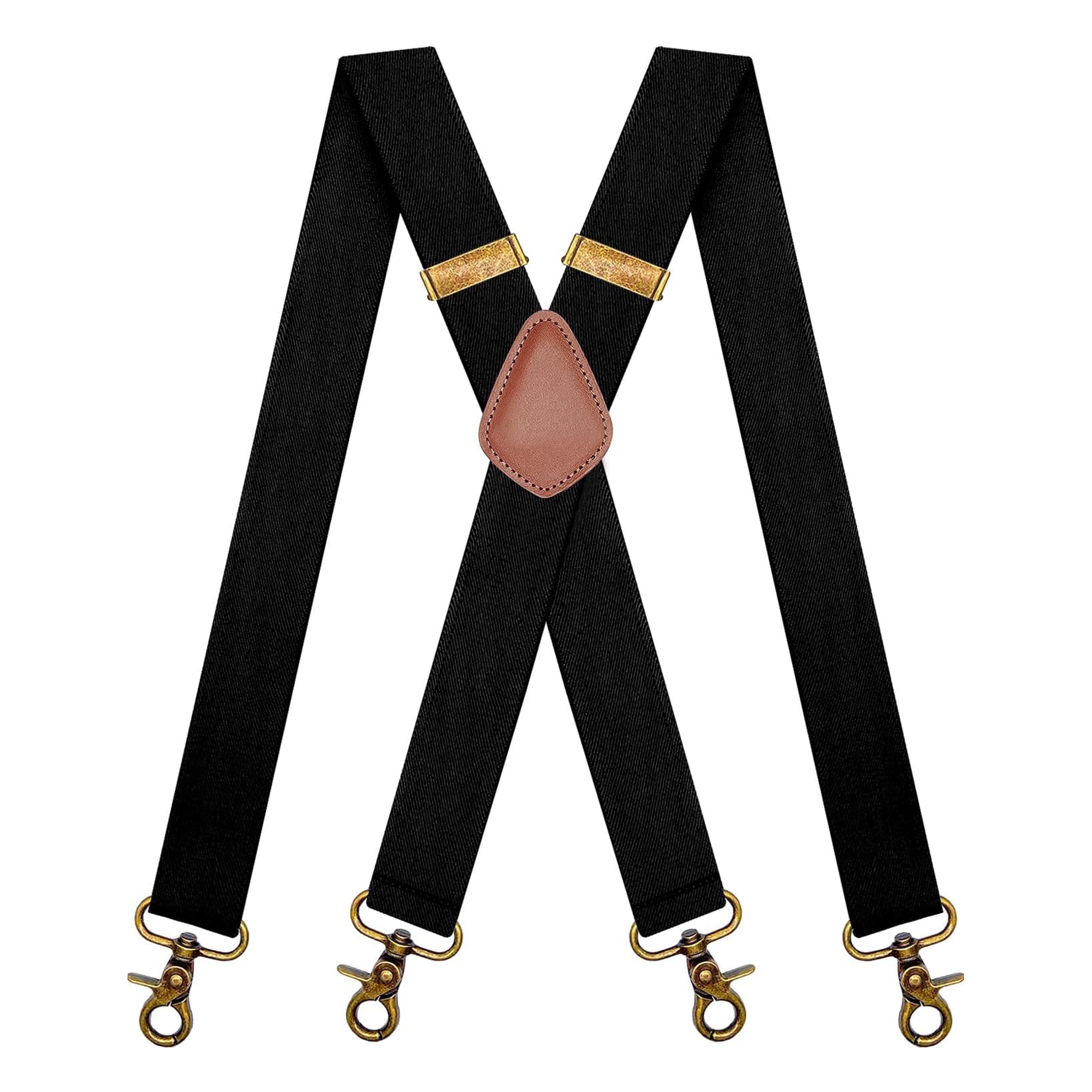 QCWQMYL Black Heavy Duty Suspenders for Men with Swivel Snap Hooks ...