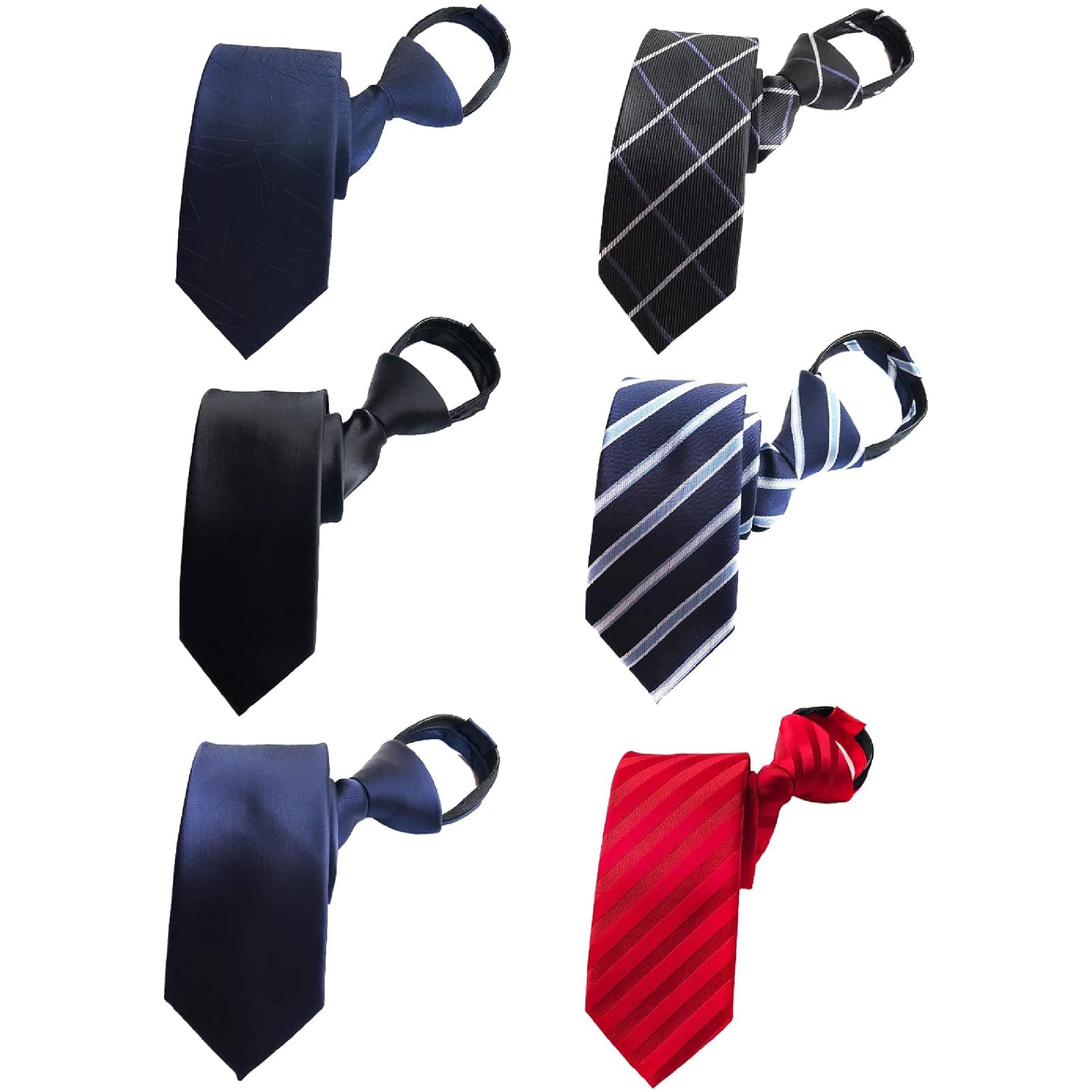 QCWQMYL Easy Ties for Men Classic 6P Pretied Zipper Tie Striped Formal ...
