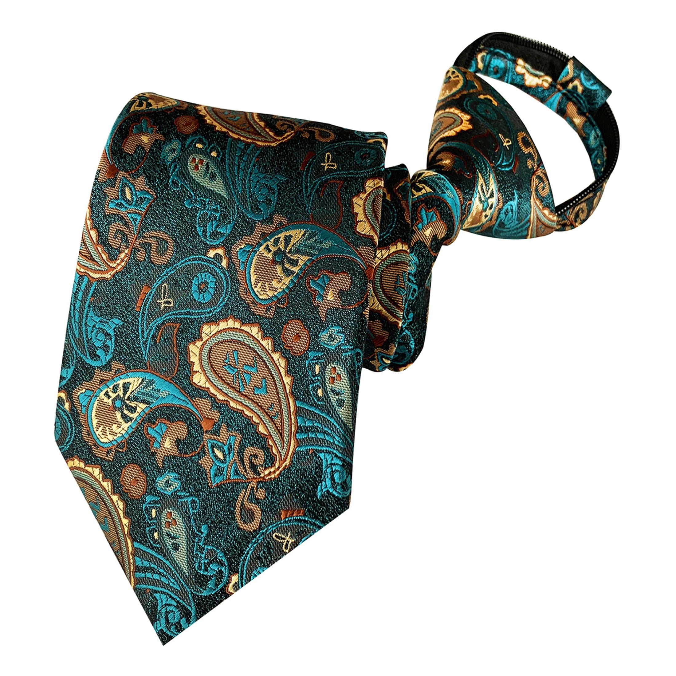 QCWQMYL Men's Classic Paisley Green Zipper Necktie – Wedding, Formal ...