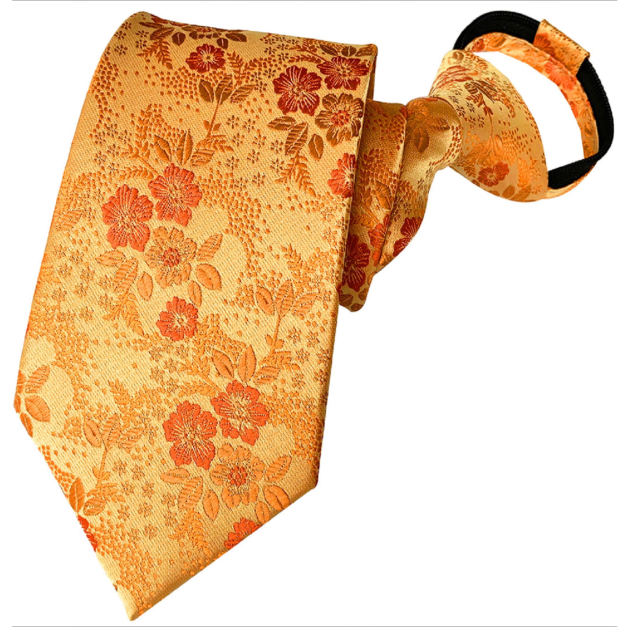 QCWQMYL Men's Classic Yellow Paisley Floral Zipper Necktie – Pre-Tied ...