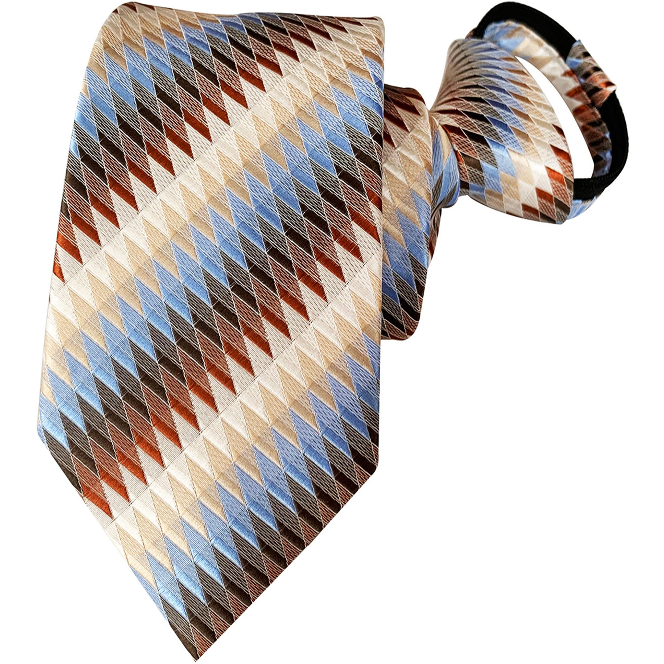 QCWQMYL Men's Striped Check Zipper Ties Pretied Adjustable Silk Zip ...