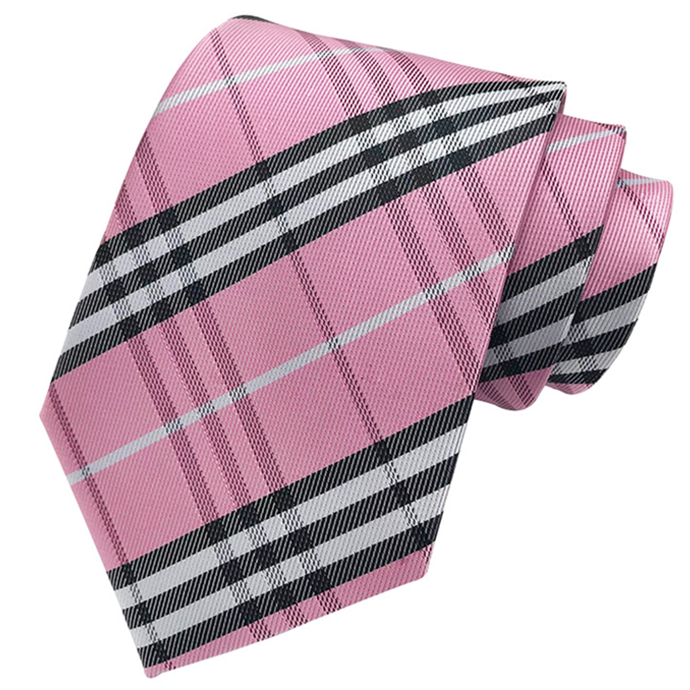 Qcwqmyl Ties for Men Pink Tie Classic Ties for Business Neckties Grid ...