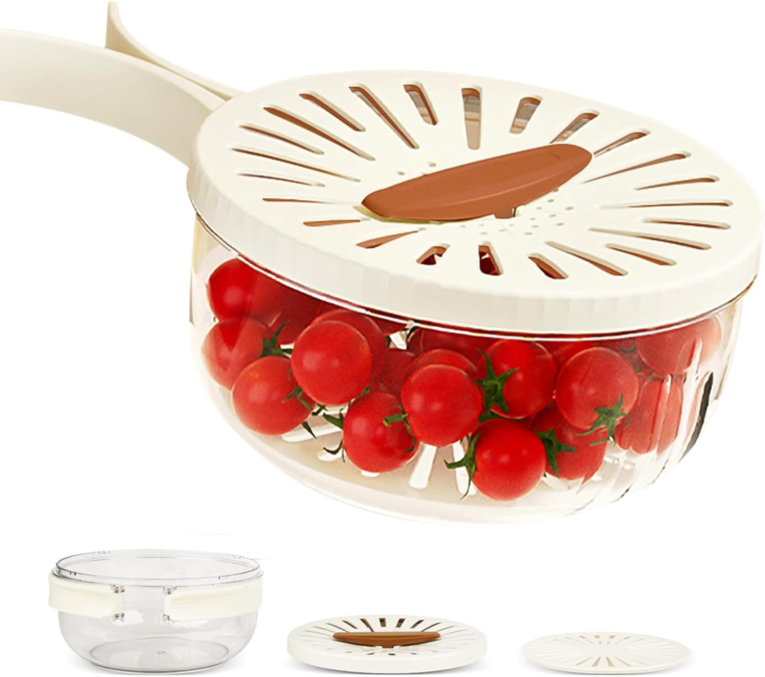 QD-Gotrays Fruit Strainer Container with Lid, 2 in 1 Draining ...