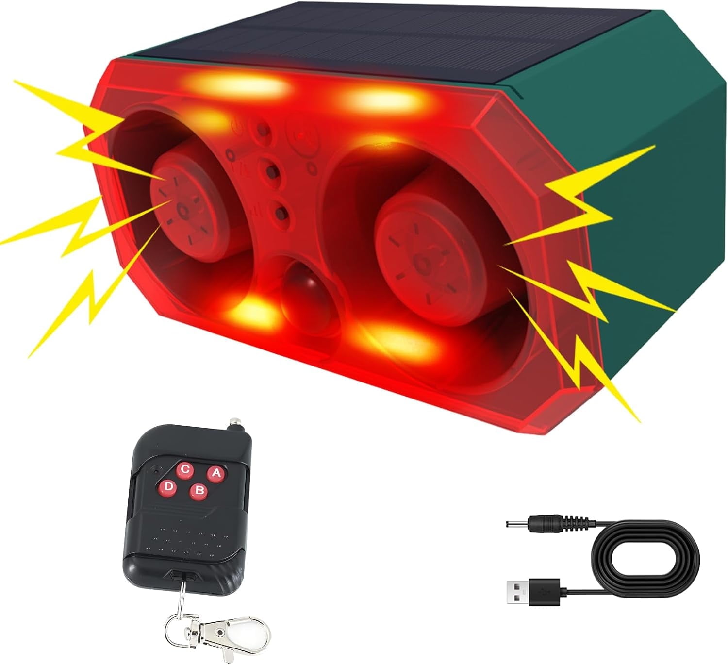 Solar Powered Security Alarm Light with 130db Siren, Motion Sensor, 13 ...