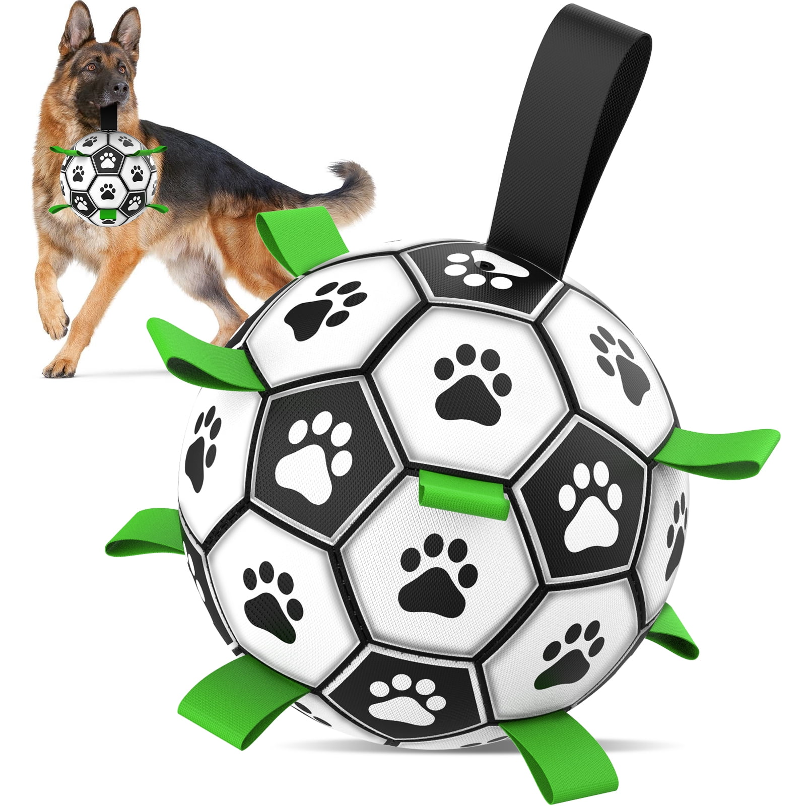 QDAN Dog Toys Soccer Ball with Nylon Straps Hand Pump Included ...