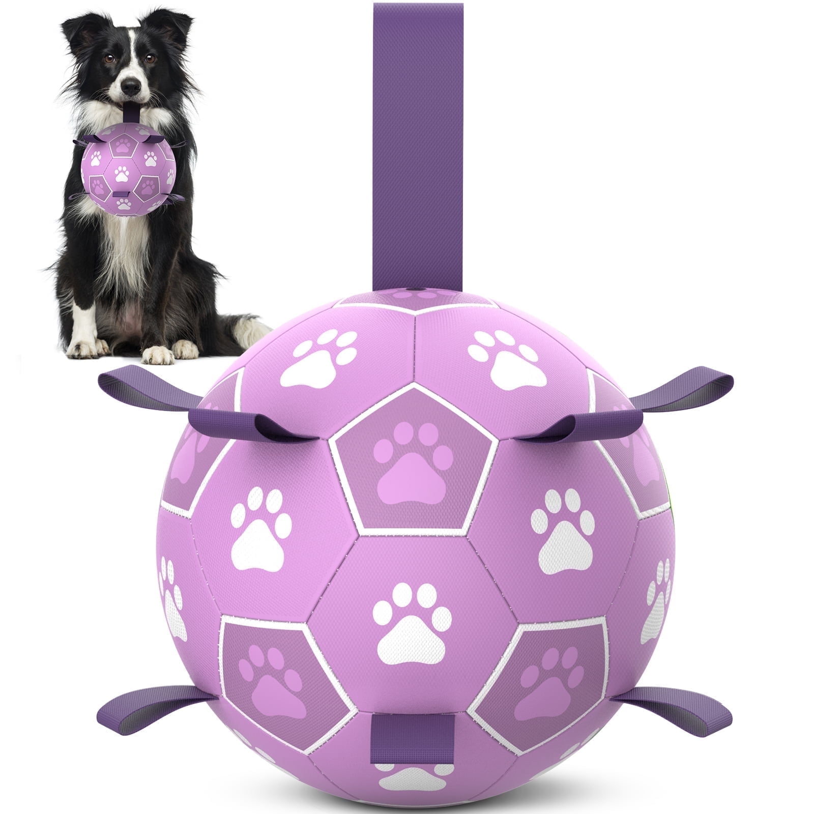 QDAN Durable Dog Toys Soccer Ball with Nylon Straps Hand Pump for ...