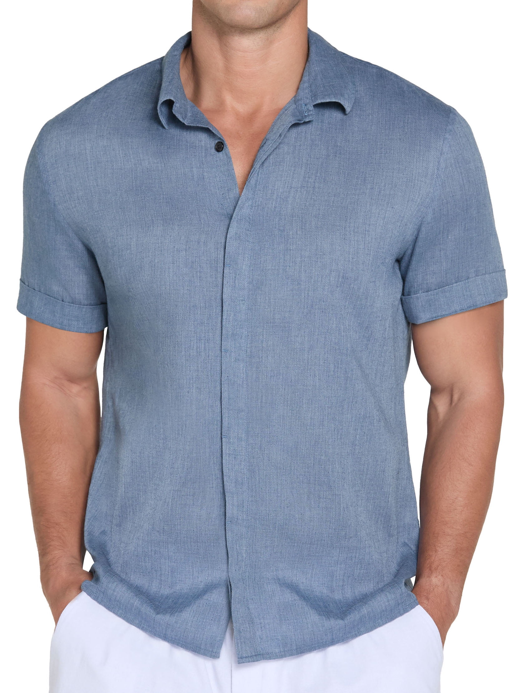 QDG Mens Polo Shirts Short Sleeve Casual Button Down Shirt for Men ...