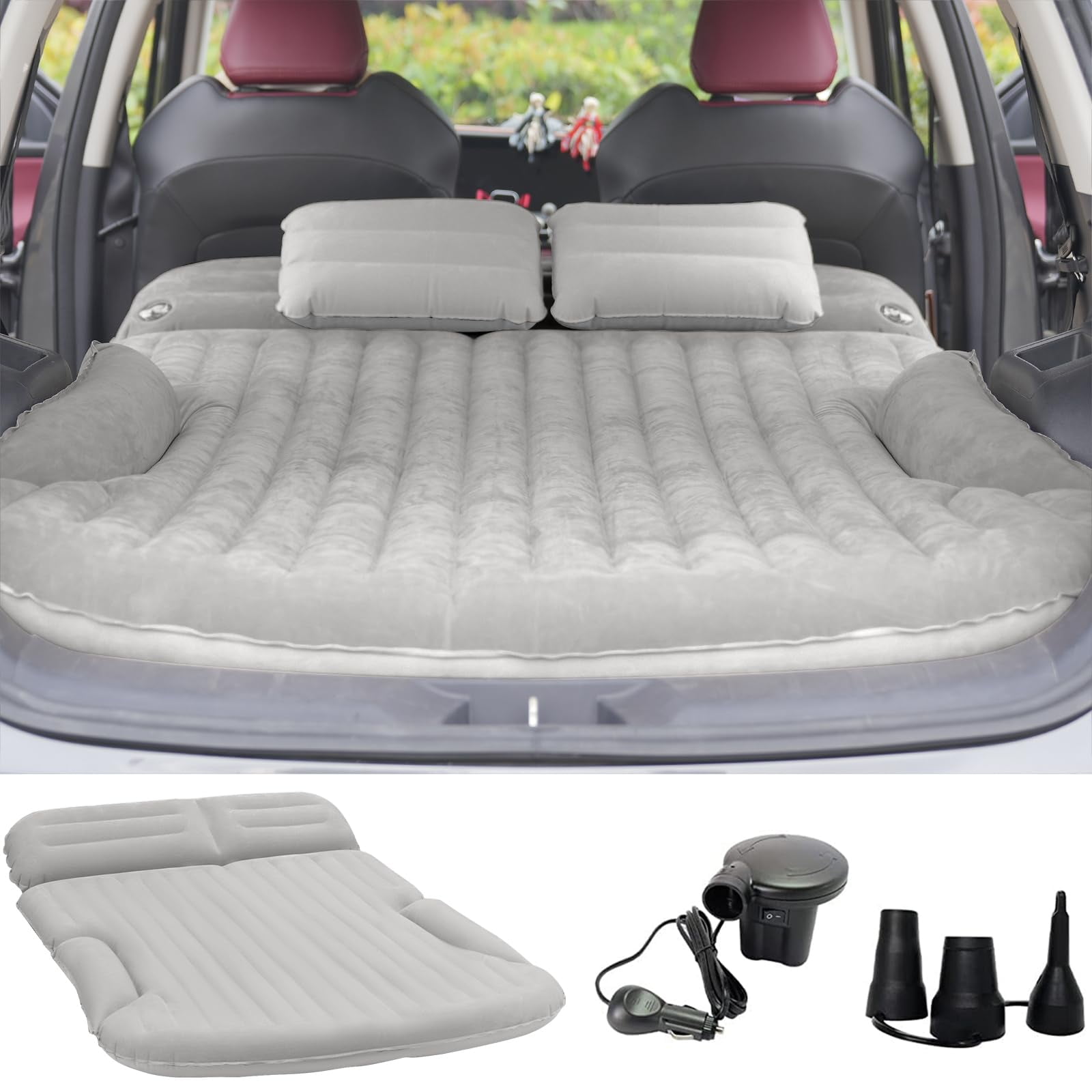 QDH SUV Air Mattress Thickened and Double-Sided Flocking Travel Camping ...