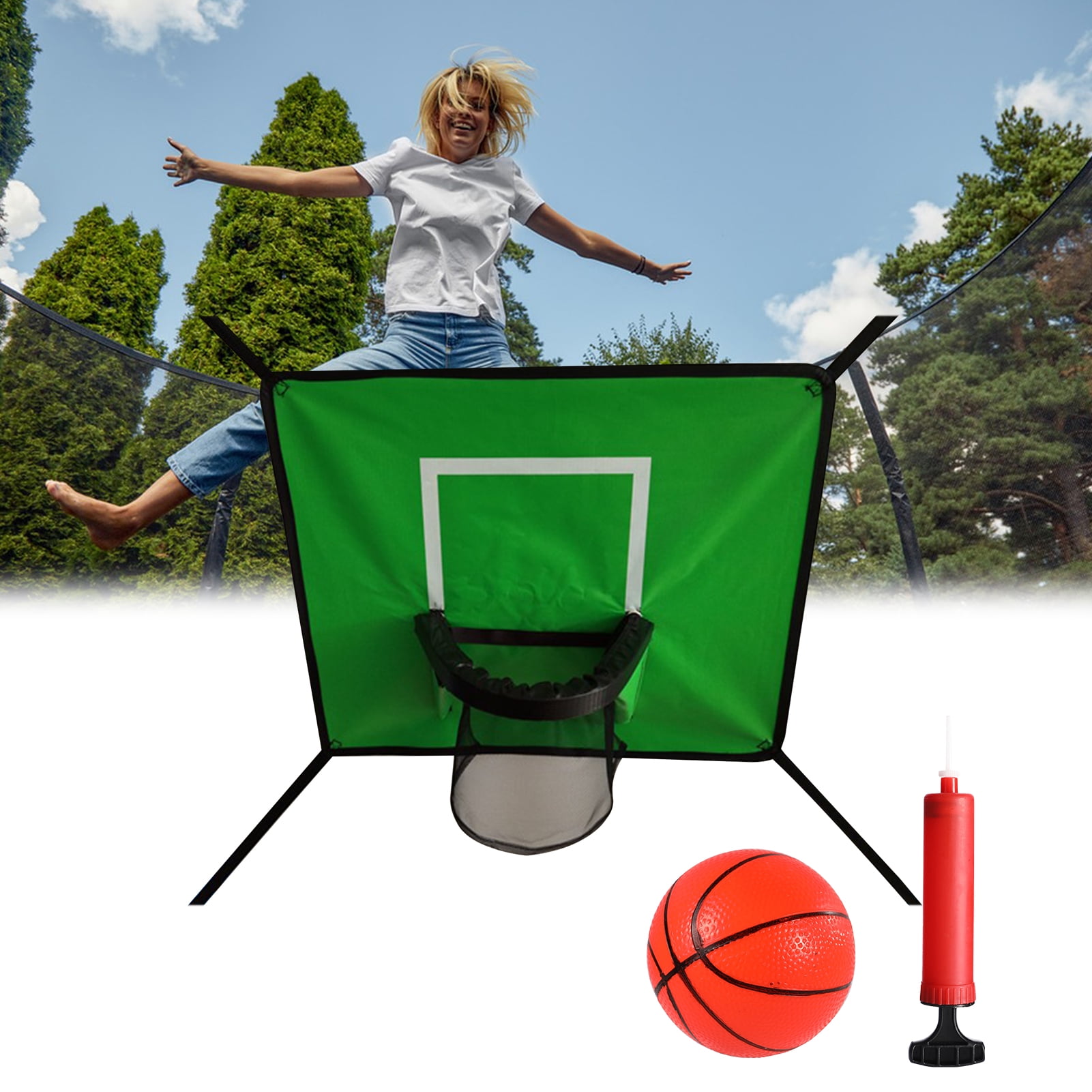 QDJZ 1 Set Trampoline Basketball Hoop with 3 Mini Balls And Pump Kids ...