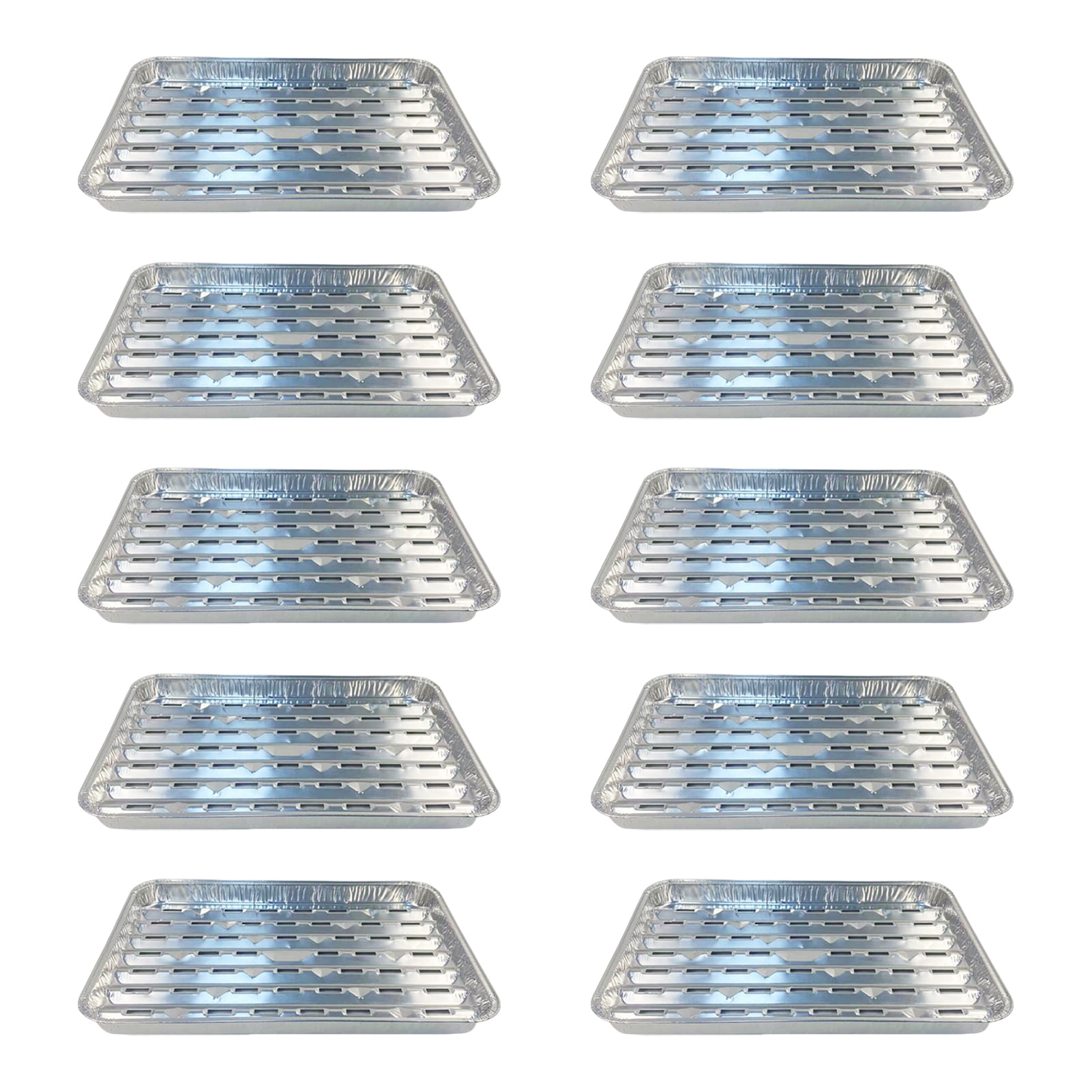 QDJZ 10Pcs Aluminium Grill Tray BBQ Grill Pan with Grooves ...