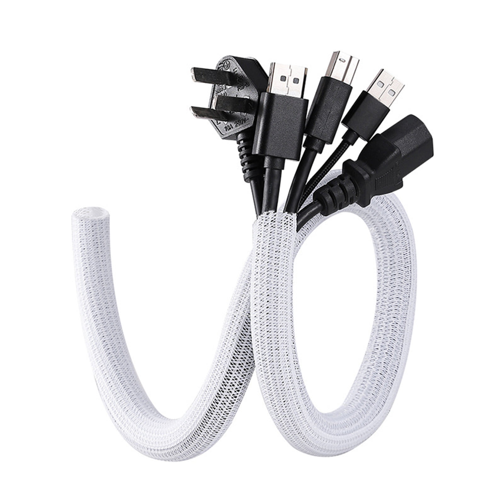 QDJZ 2M Braided Cable Sleeve Expandable TV Computer Power Cable ...