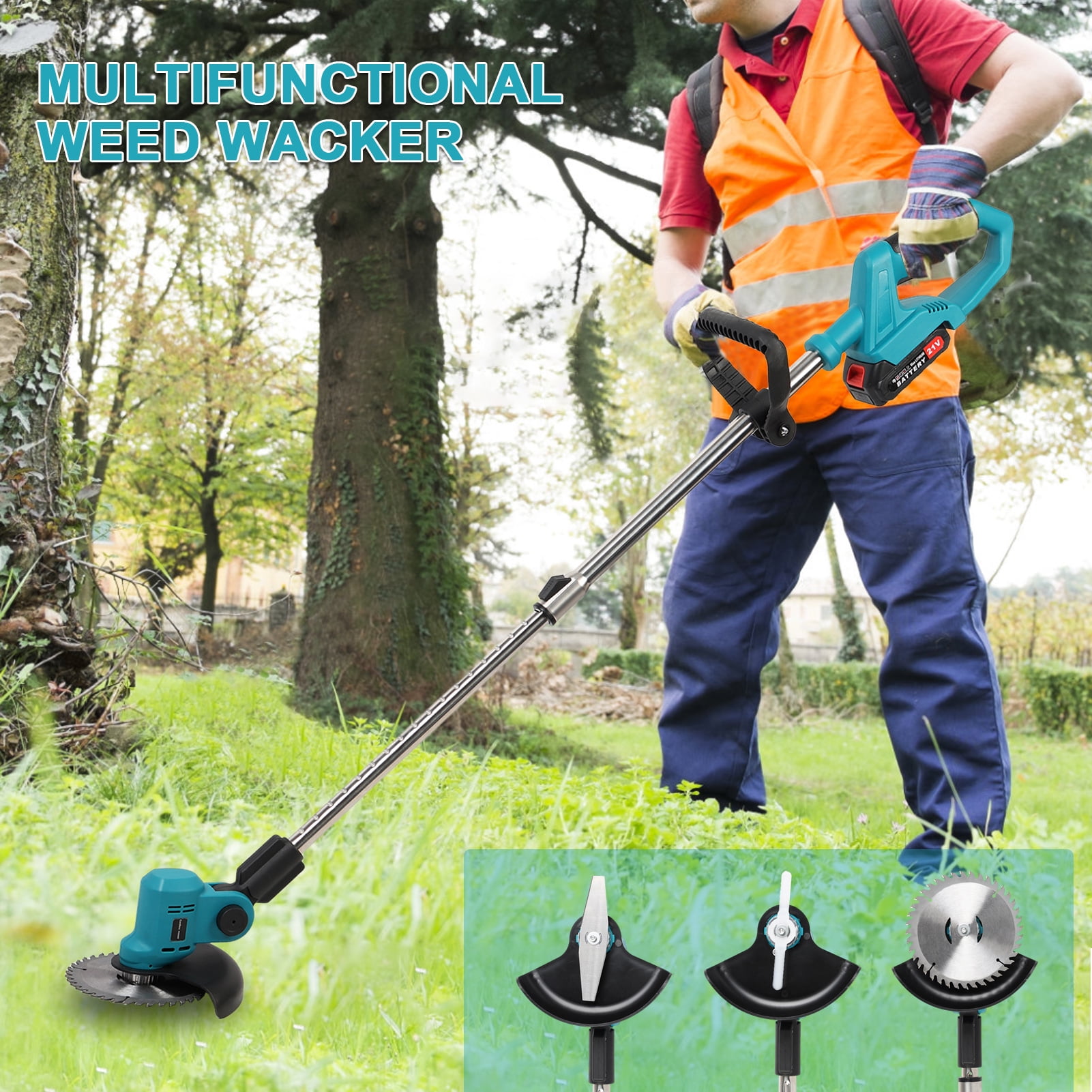 QDJZ 6 Inch Electric Weed Mower Cordless Trimmer Retractable Home Weed ...