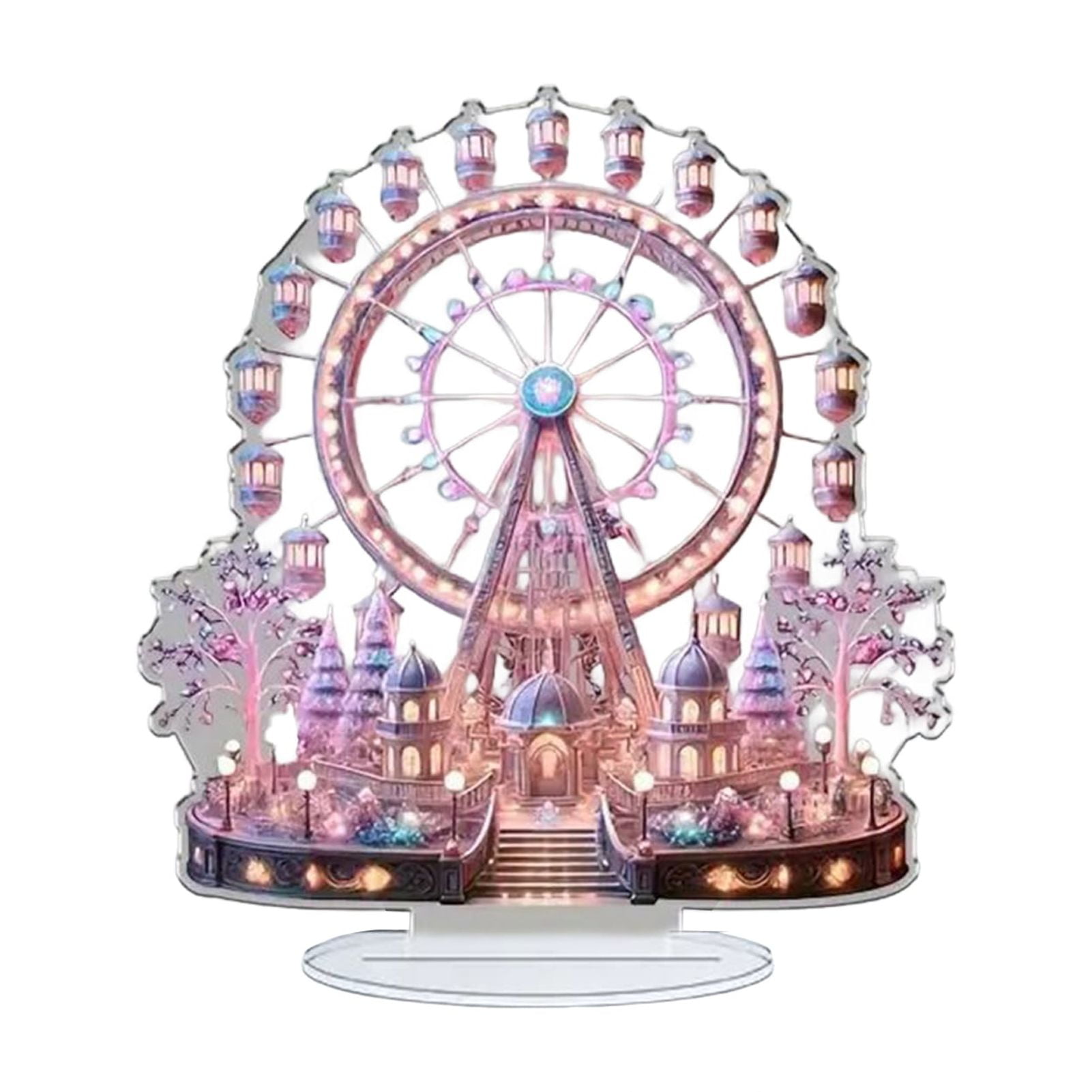 QDJZ Ferris Wheel Ornament 2D Flat Acrylic Decoration with Base Desktop ...
