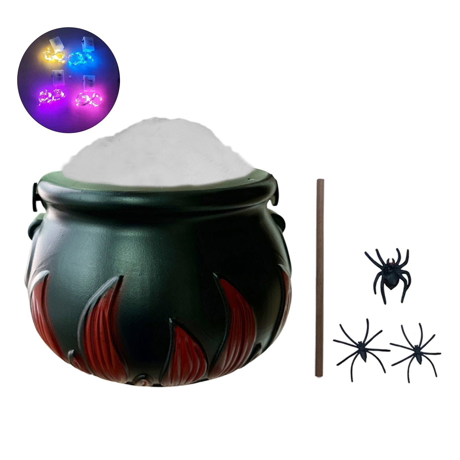QDJZ Halloween Witch Cauldron Set DIY Plastic Black Pot with Artificial ...