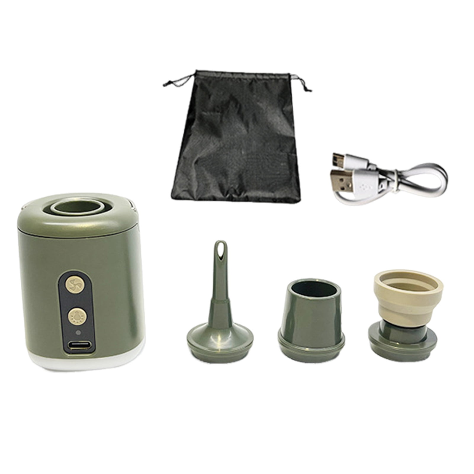 QDJZ Outdoor Mini Air Pump with LED Light 4 Nozzles Type-C Rechargeable ...