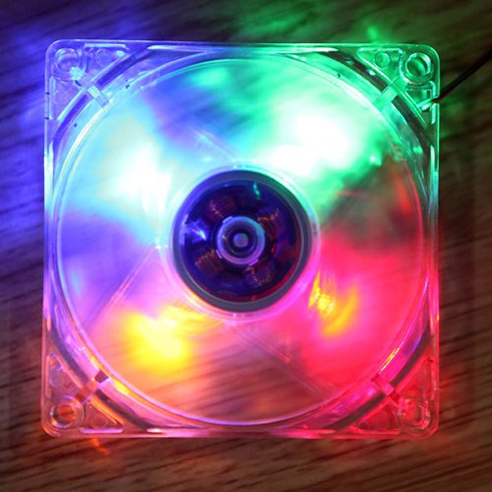 QDJZ Quad 4-LED Light Neon Quite Clear 120mm PC CPU Computer Case ...