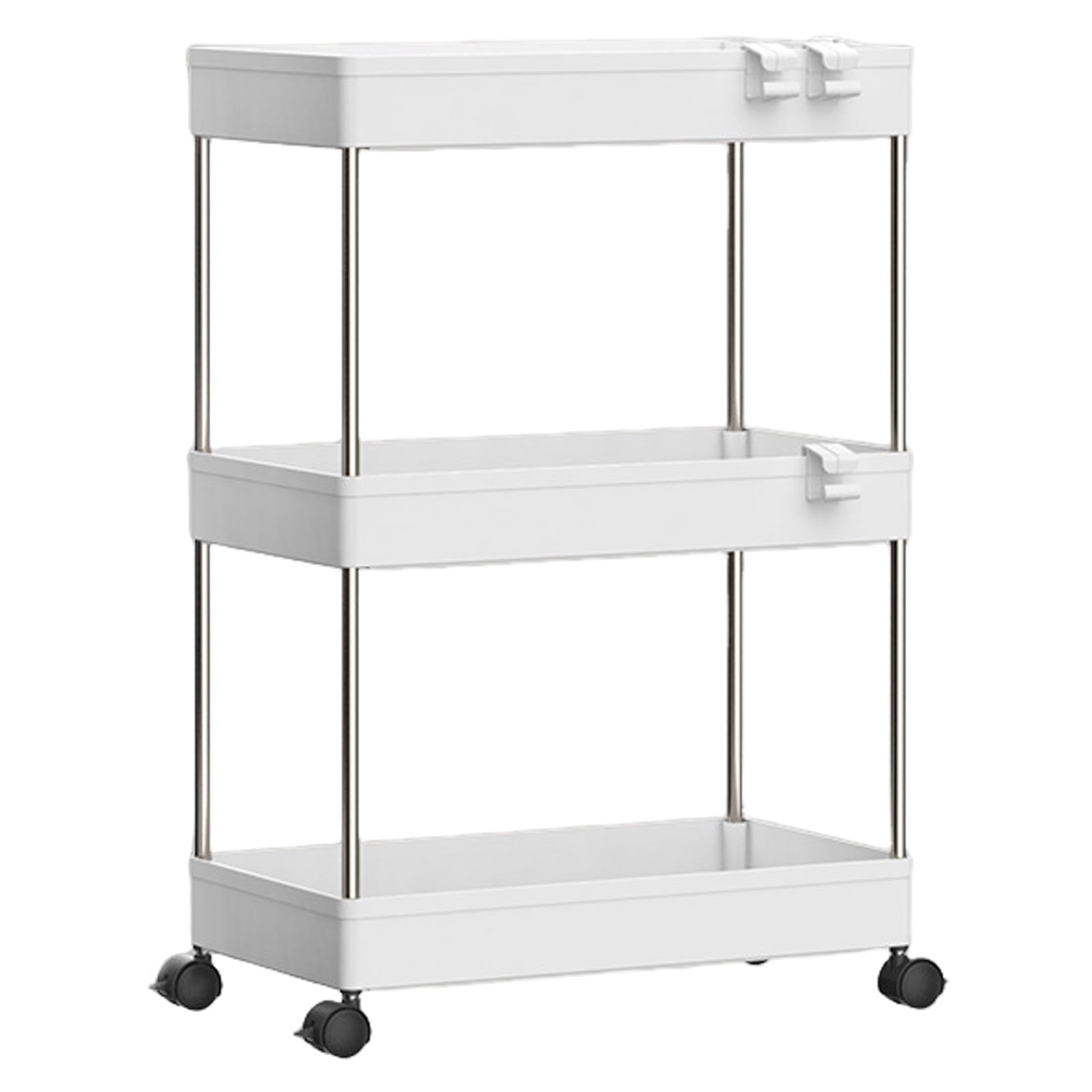 QDJZ Storage Cart 3 Tier Mobile Shelving Unit Organizer Large Capacity ...