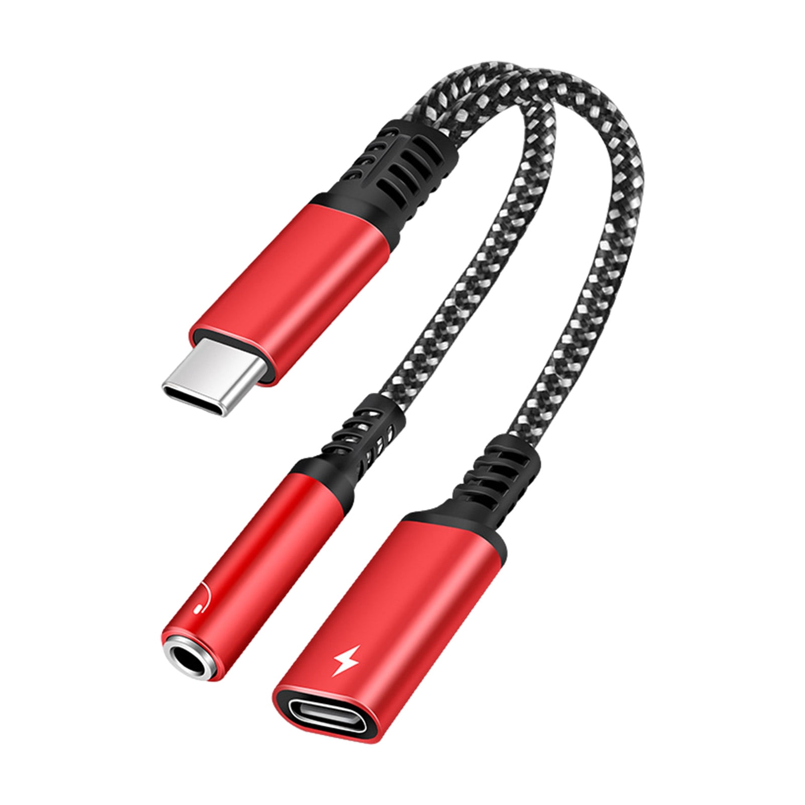 QDJZ Type-C to 3.5mm Headphone & Charger Adapter Cable Portable 2-in-1 ...