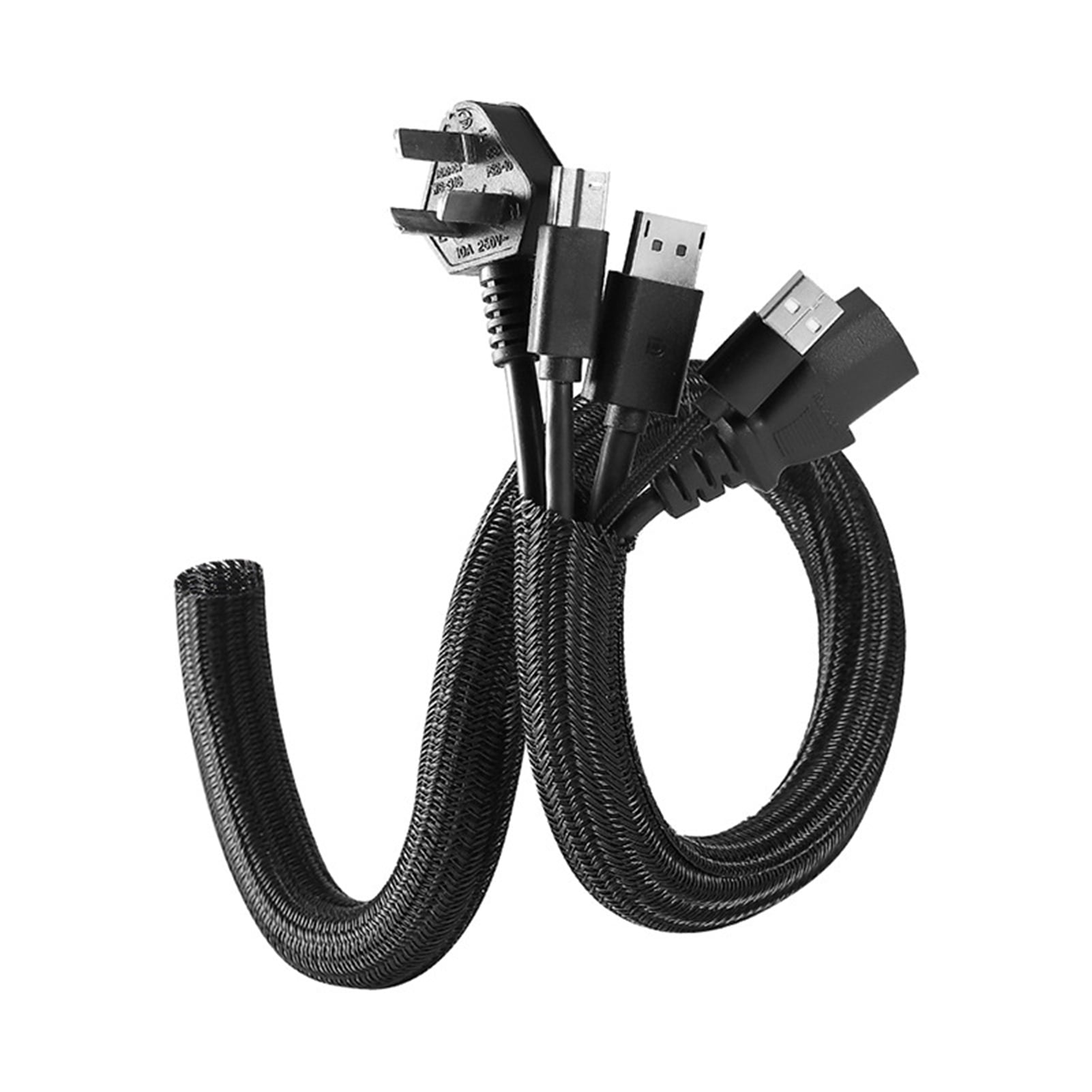 QDXFX 2M Braided Cable Sleeve Expandable TV Computer Power Cable ...