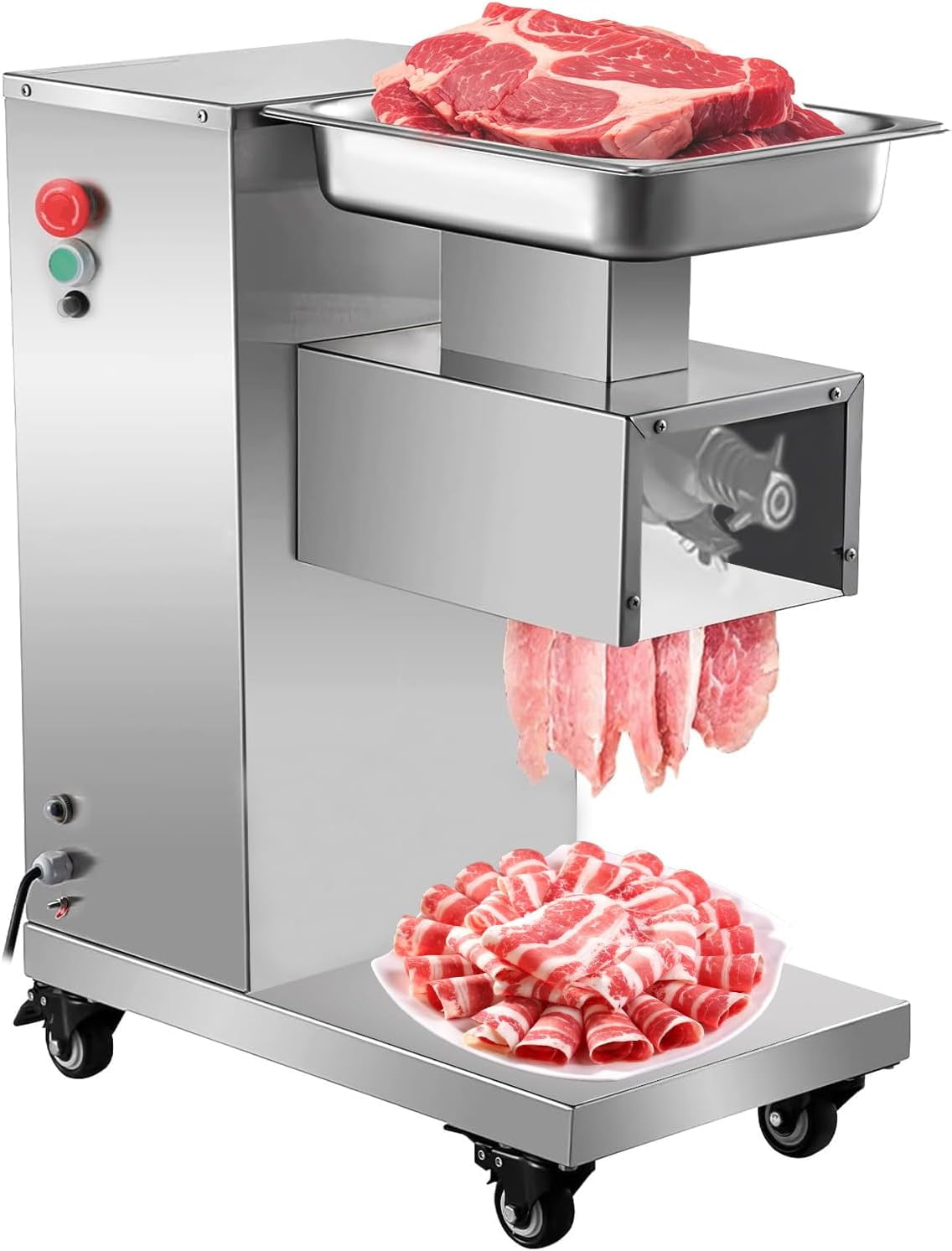 QE Stainless Commercial Meat Slicer with 20mm Blade Meat Cutter 500kg/h ...