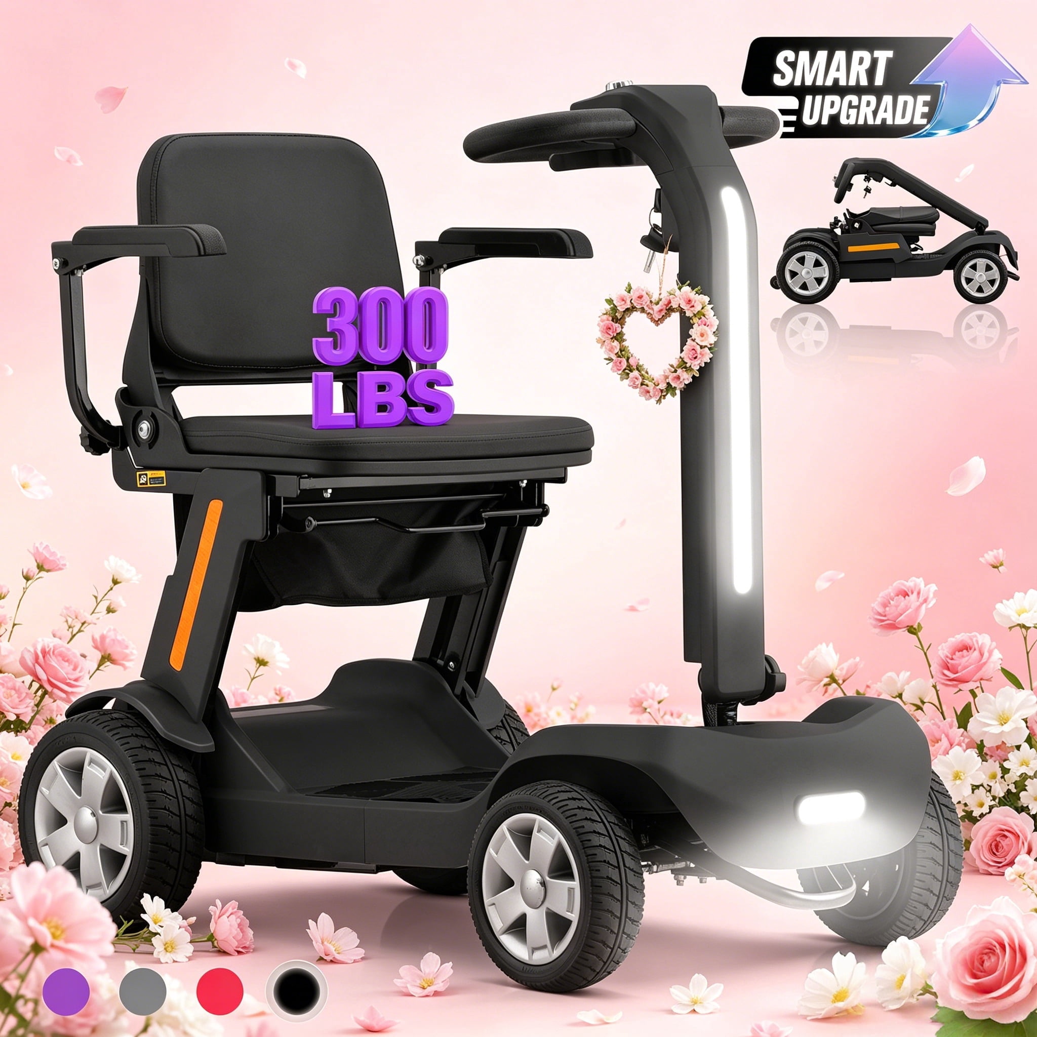 Arshin Upgrade 4 Wheel Mobility Scooter for Seniors,Lightweight(88lbs ...