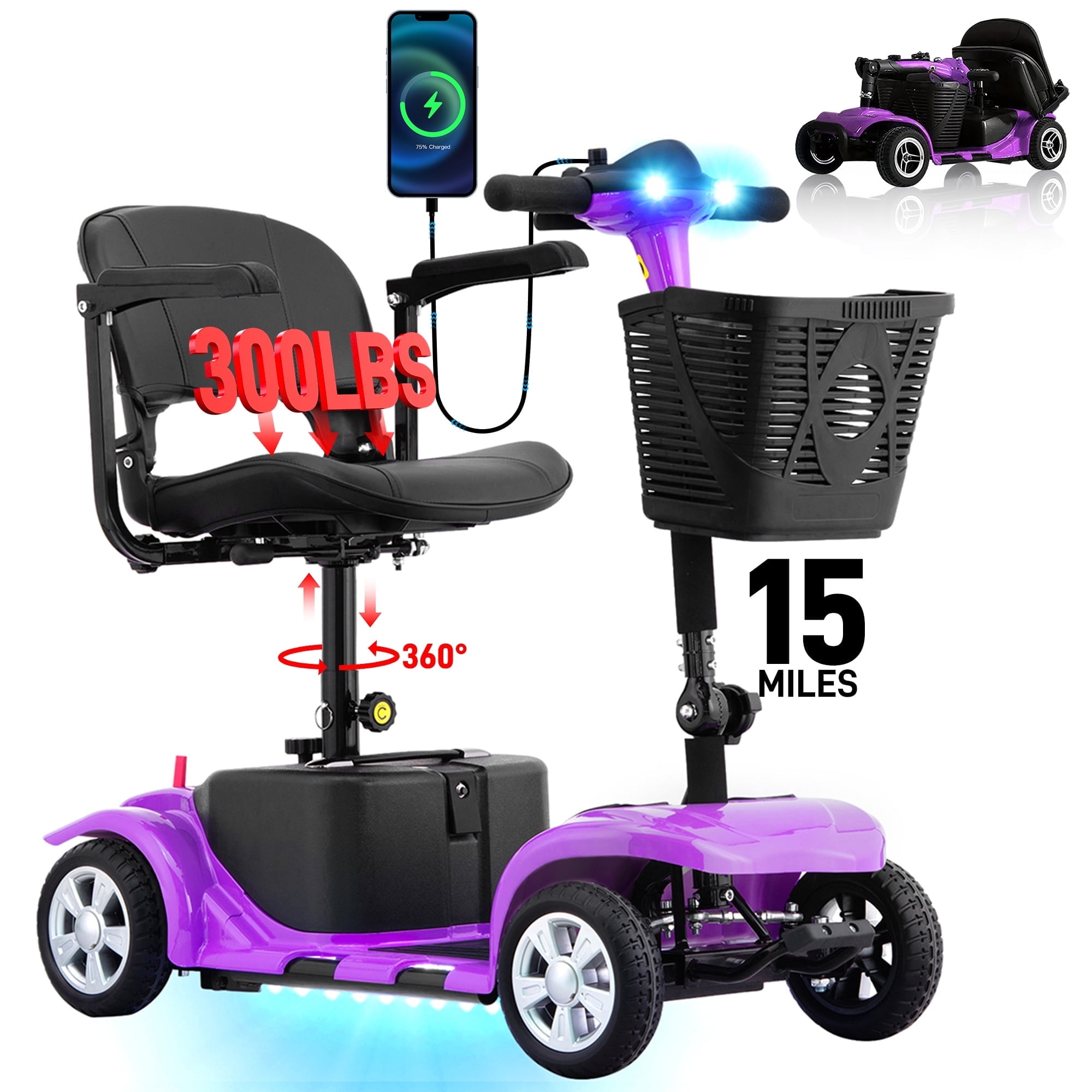 Arshin Mobility Scooter,4 Wheel Mobility Scooter for Adults,Senior ...