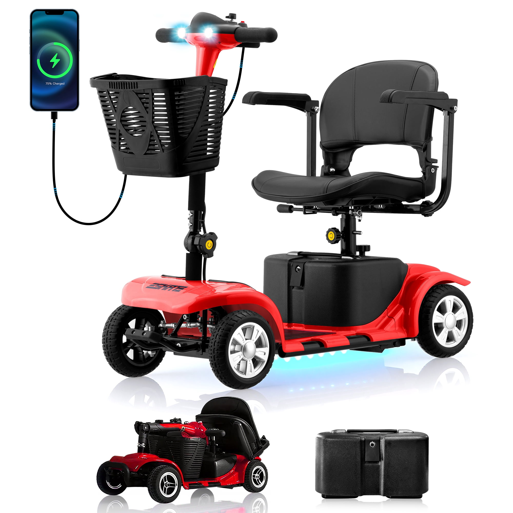 Arshin Mobility Scooters for Seniors,4 Wheels Outdoor Mobility Scooters ...