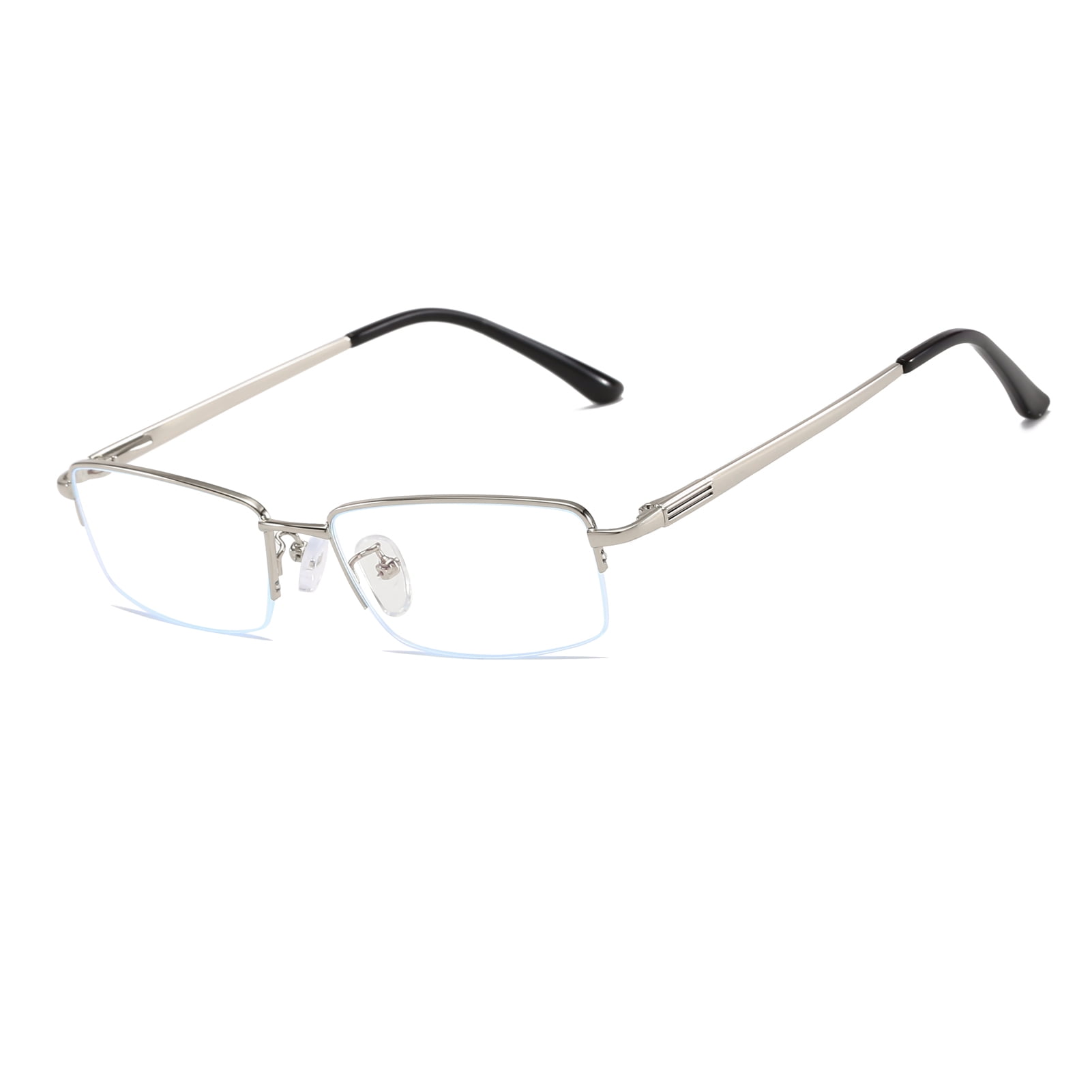 QECEPEI Half Rimless Metal Eyewear Frames Blue Light Blocking ...