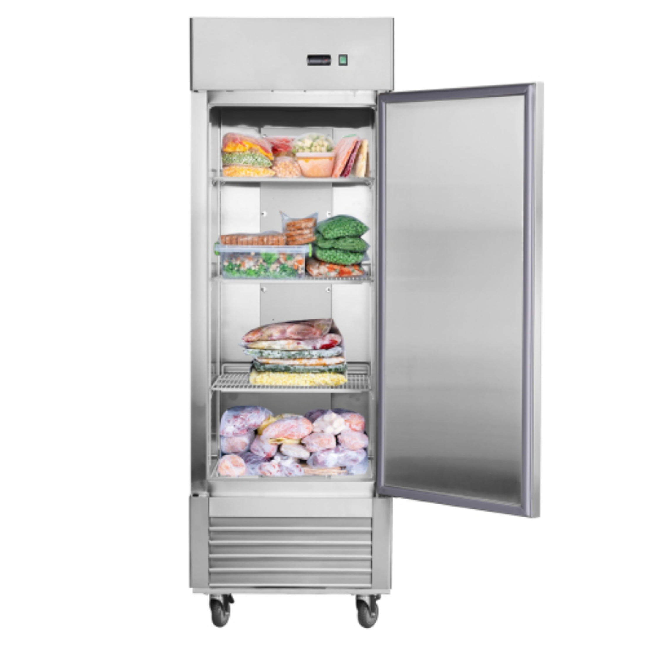 QEEKA 27"W Commercial Freezer Single Solid Door Stainless Steel ...