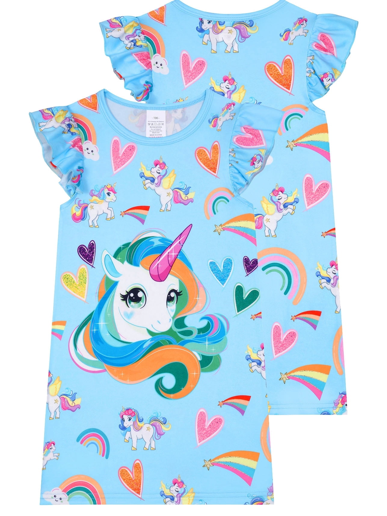 QEFJNO Kids Girls Nightgown Unicorn Dress Sleepwear 3-12 Years Pajamas ...