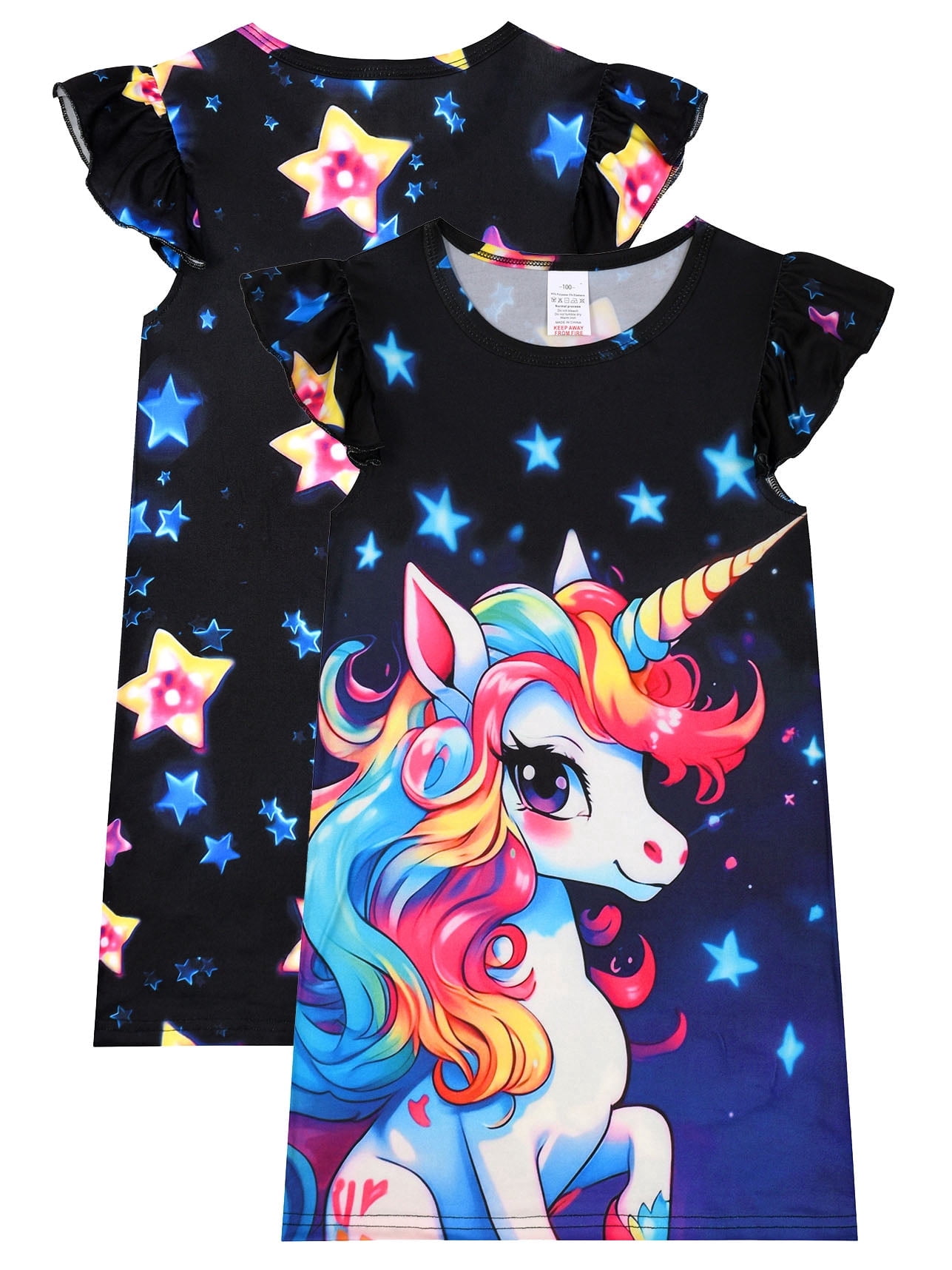 QEFJNO Kids Girls Nightgown Unicorn Dress Sleepwear 3-12 Years Pajamas ...