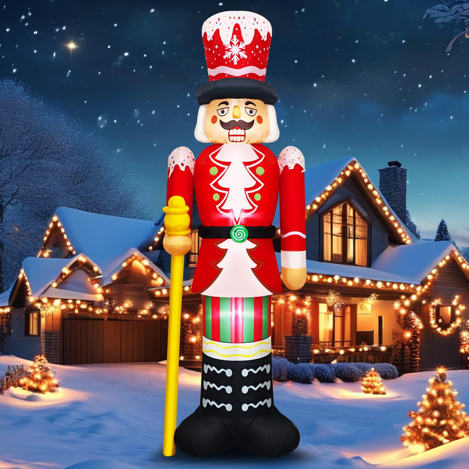 QEOIYDE Christmas Inflatables 8FT Nutcracker Figurine Red & White ...