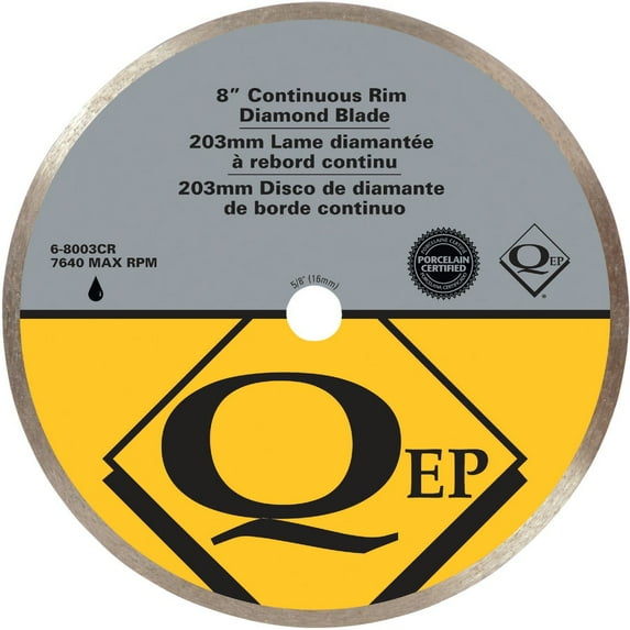 QEP 8 In. Premium Continuous Rim Diamond Tile Blade - Wet Cutting ...