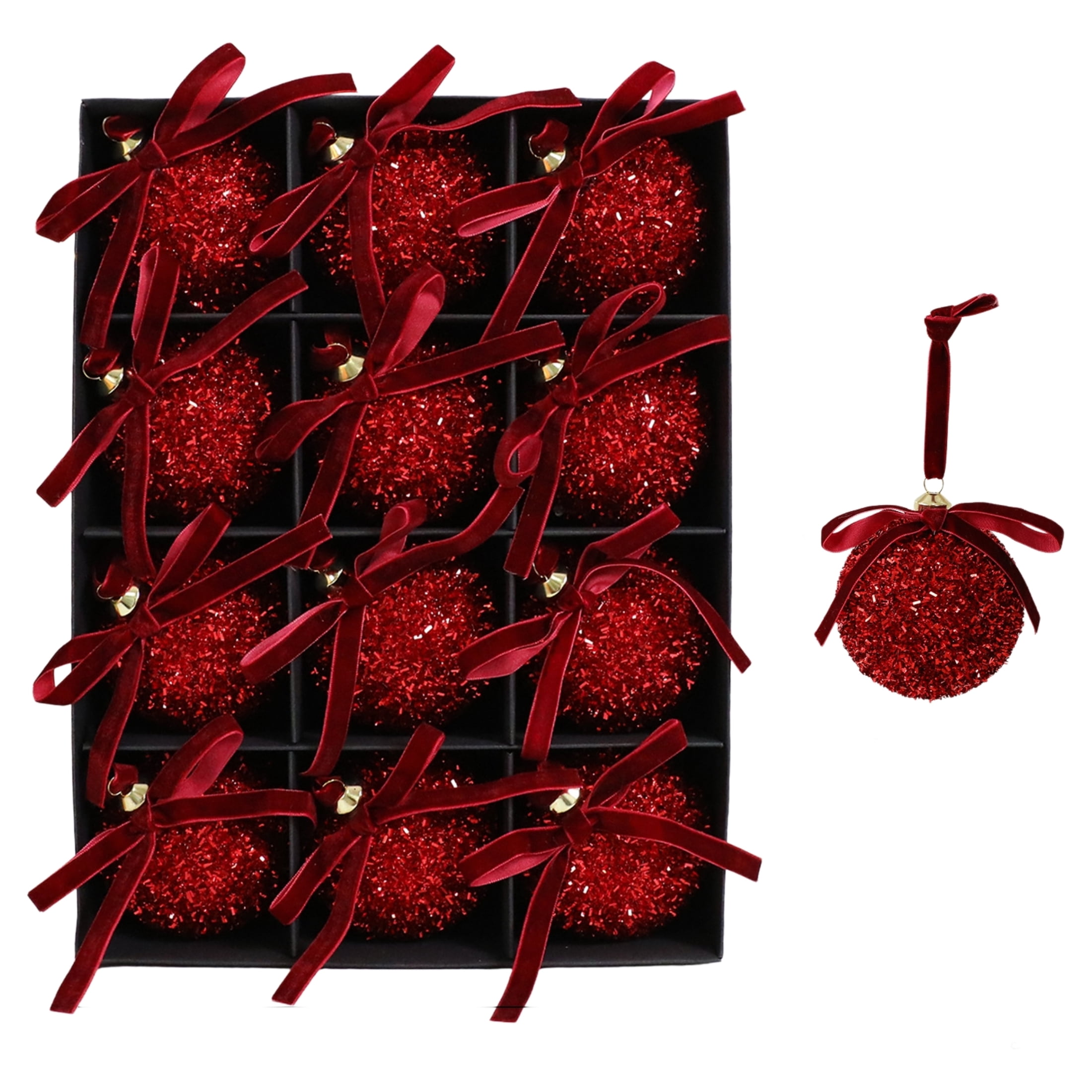 QEQEKAKA 12 Pack Large Red Foam Christmas Ornaments, 8cm Lightweight ...