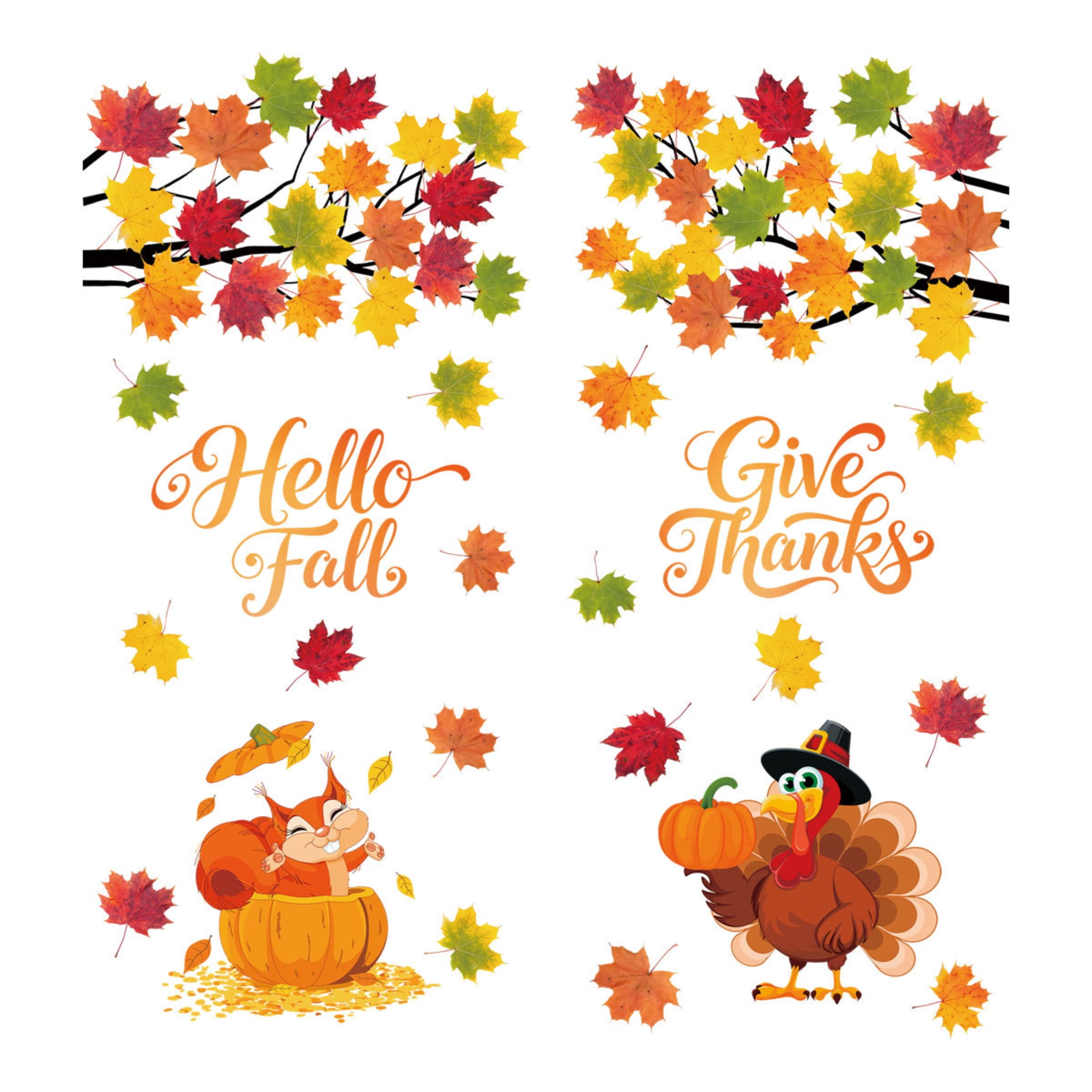 QEQEKAKA Thanksgiving Window Clings, Double Sided Fall Stickers with ...
