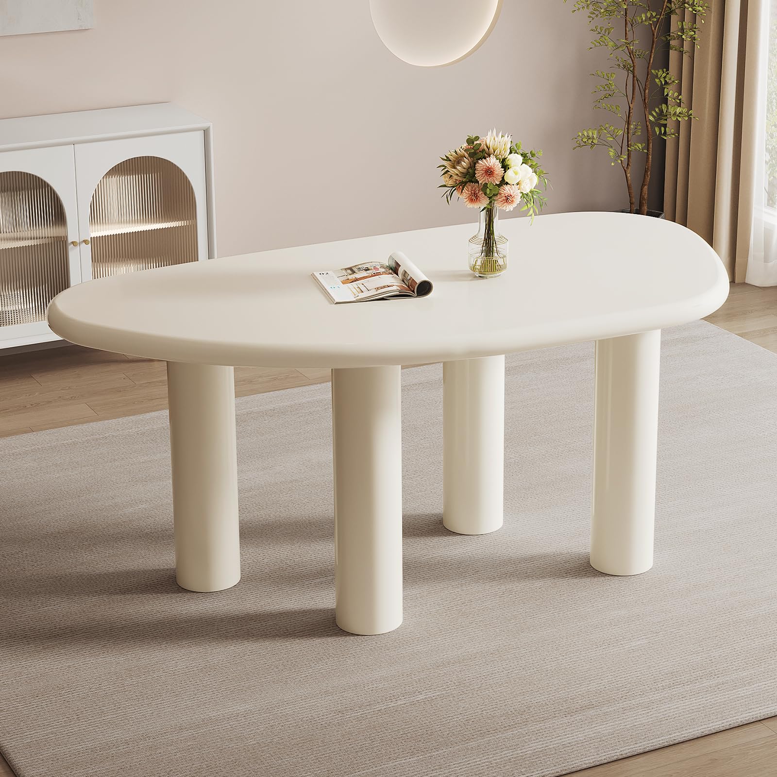 QEZEOM 64" Office Desk, Large Computer Office Desk, Wedge-Shaped Office ...