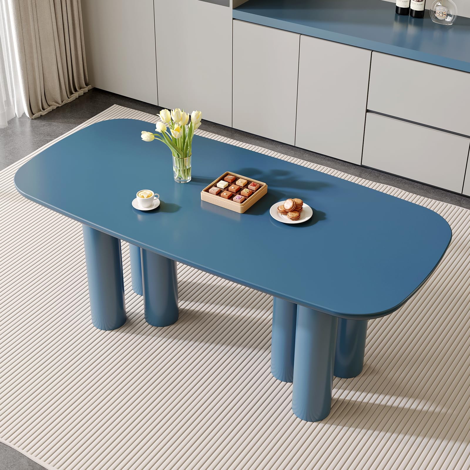 QEZEOM Dining Table for 6-8, Modern Rectangular Kitchen Table 70 ...
