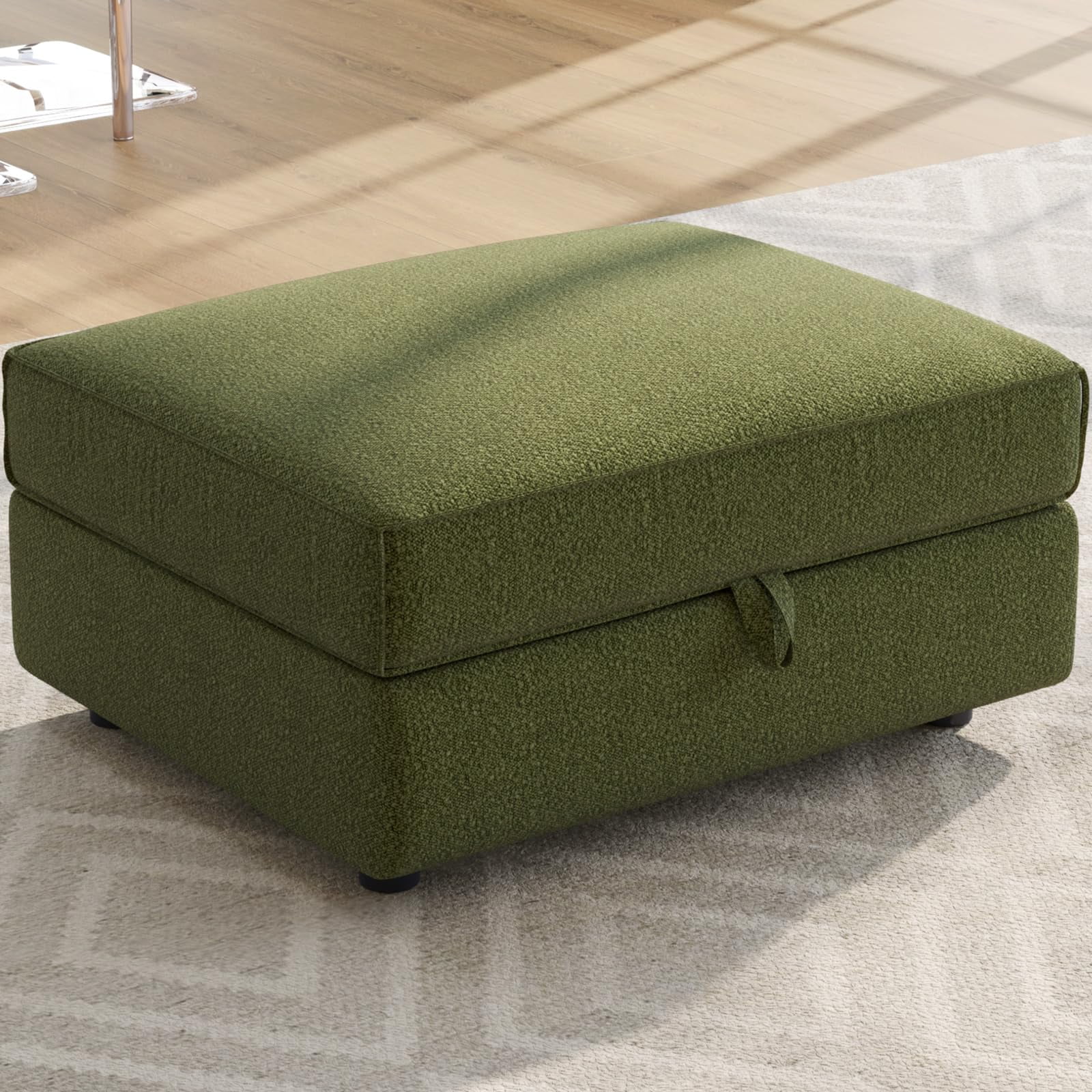 QEZEOM Modern Storage Ottoman 35", Oversized Upholstered Ottoman with ...