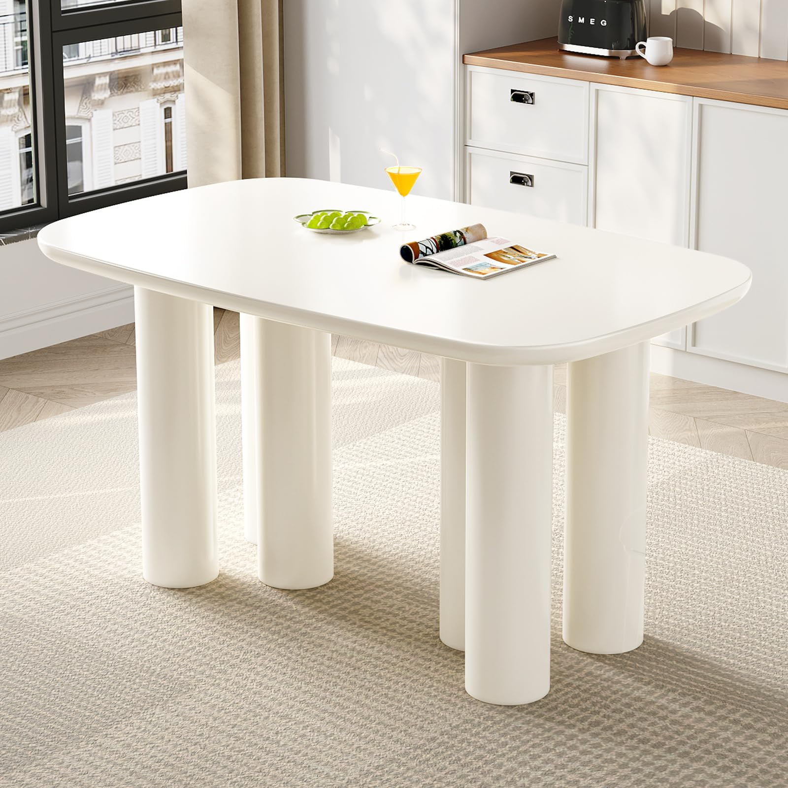 QEZEOM Rectangular Dining Table, Modern Kitchen Table 55", Dining Table ...