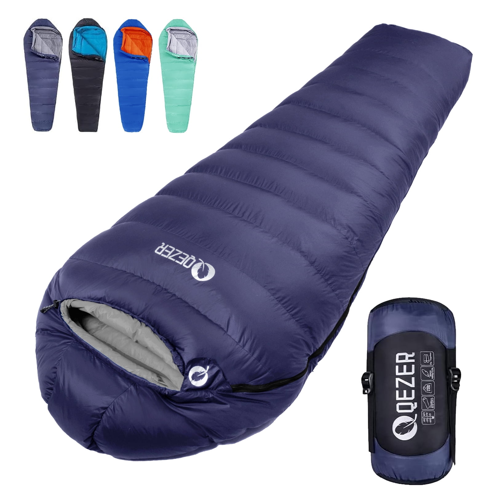 QEZER UltraLight Warm 0°F Down Sleeping Bag for Adults, Backpacking in ...