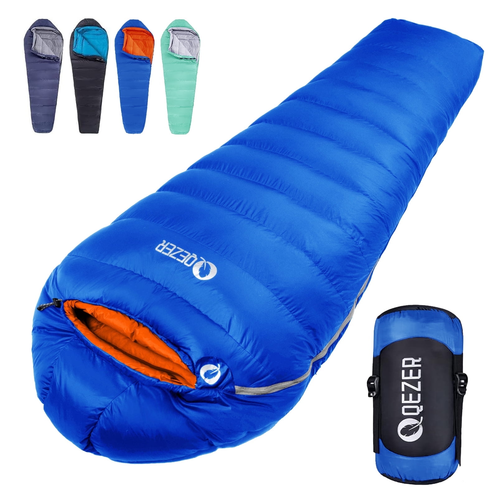 QEZER Down Sleeping Bag 10 ℉ Mummy Sleeping Bag for Adults Cold Weather ...