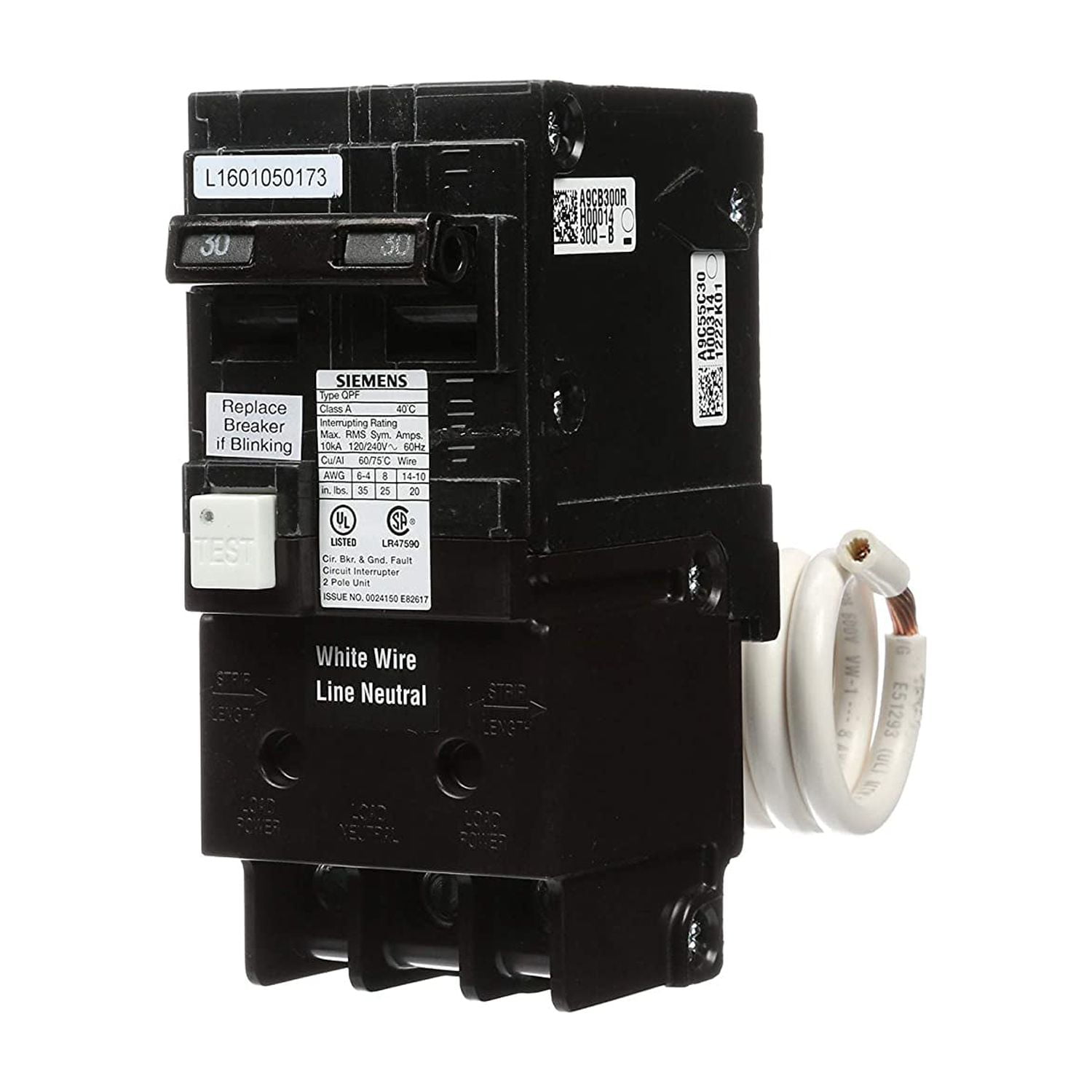 QF230AP 30 Amp, 2 Pole, 120/240V Ground Fault Circuit Interrupter with ...