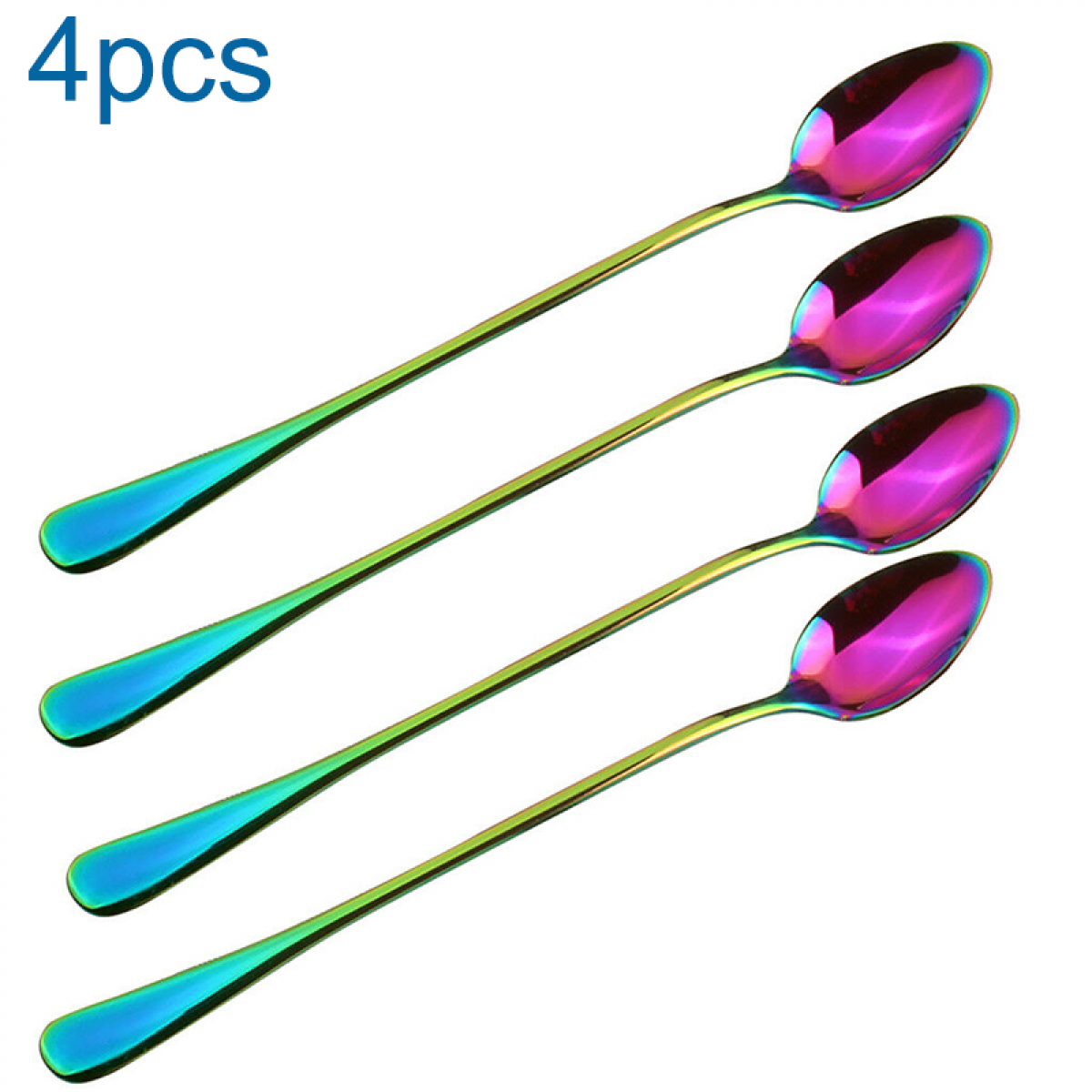 QFEI 4Pcs Long Handle Spoon, Coffee Stirrers, Ice Tea Spoon, Premium ...