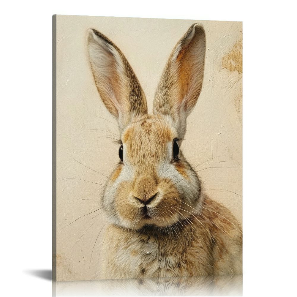 QFMY Bunny Rabbit Canvas Wall Art Vintage Rabbit Pictures Cute Animal ...