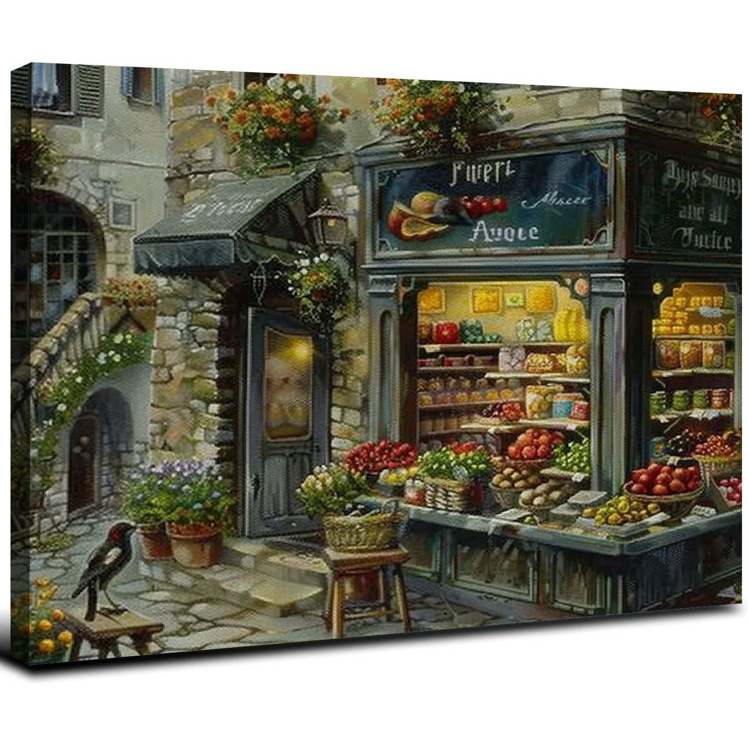 QFMY Contentment Canvas Art Print, Italian Grocery and Restaurant ...