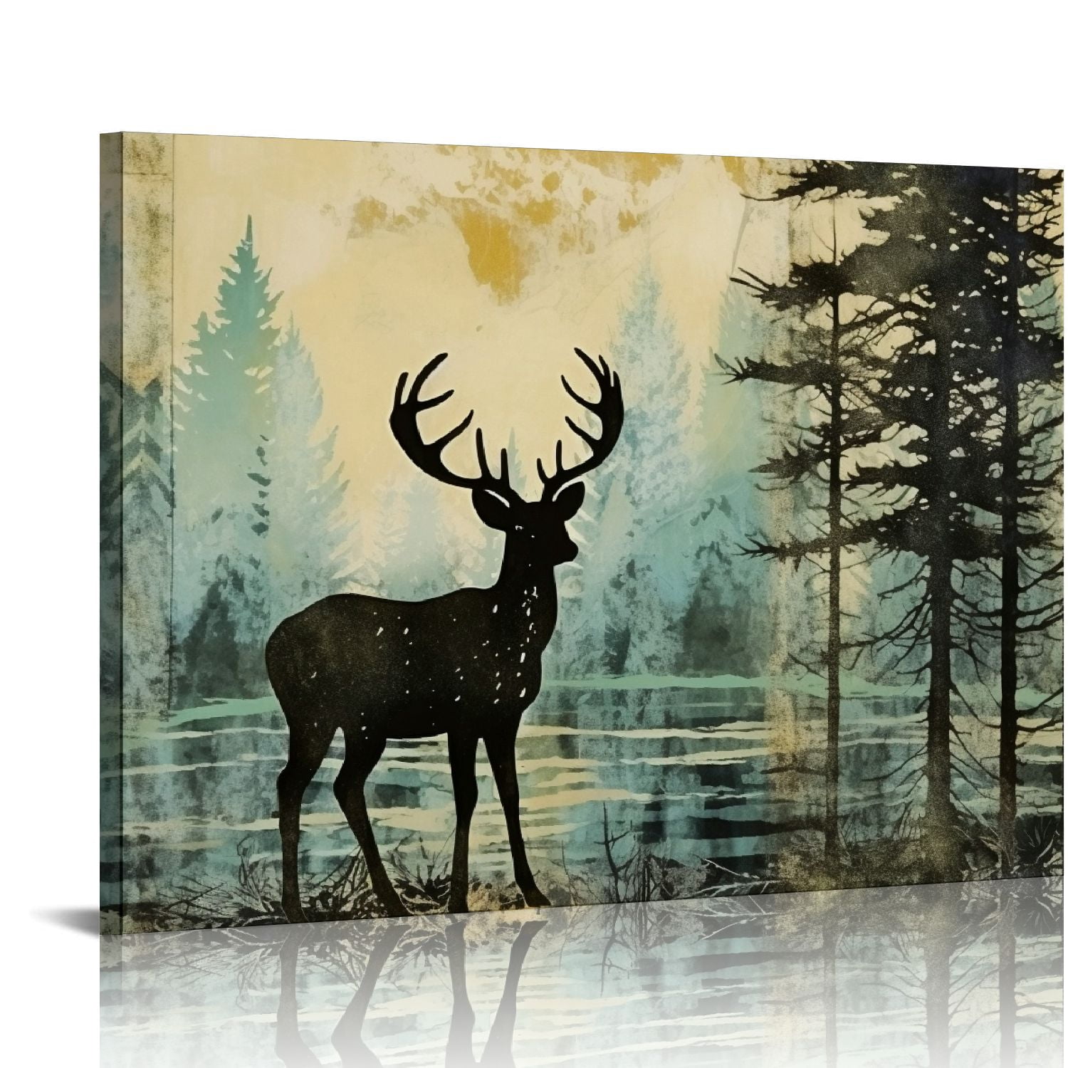 QFMY Deer Decor Wall Art Country Deer Pictures Wall Decor God Bless ...