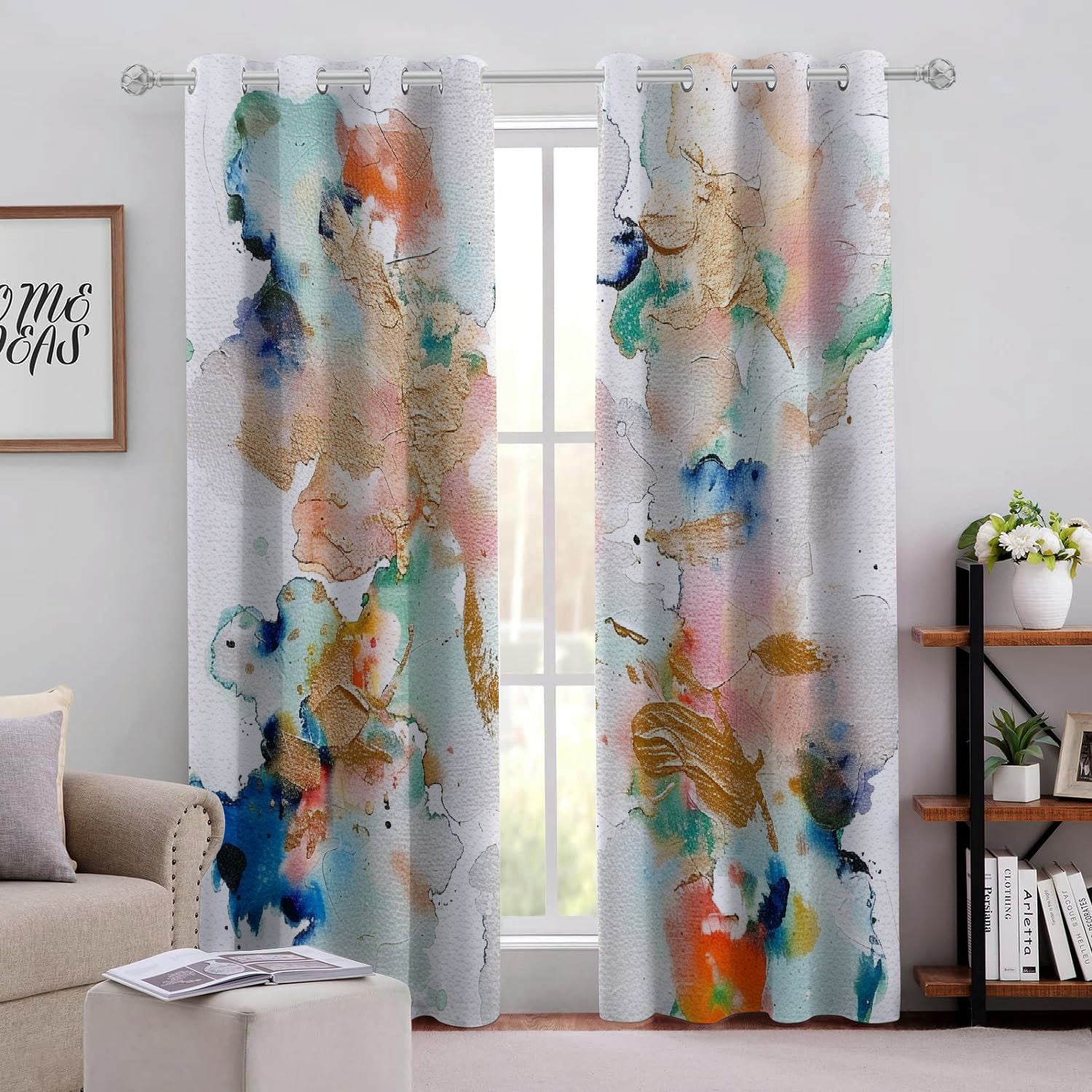 QFMY Flowers Perforated Light Blocking Curtains 2-Pack - Silver Grommet ...
